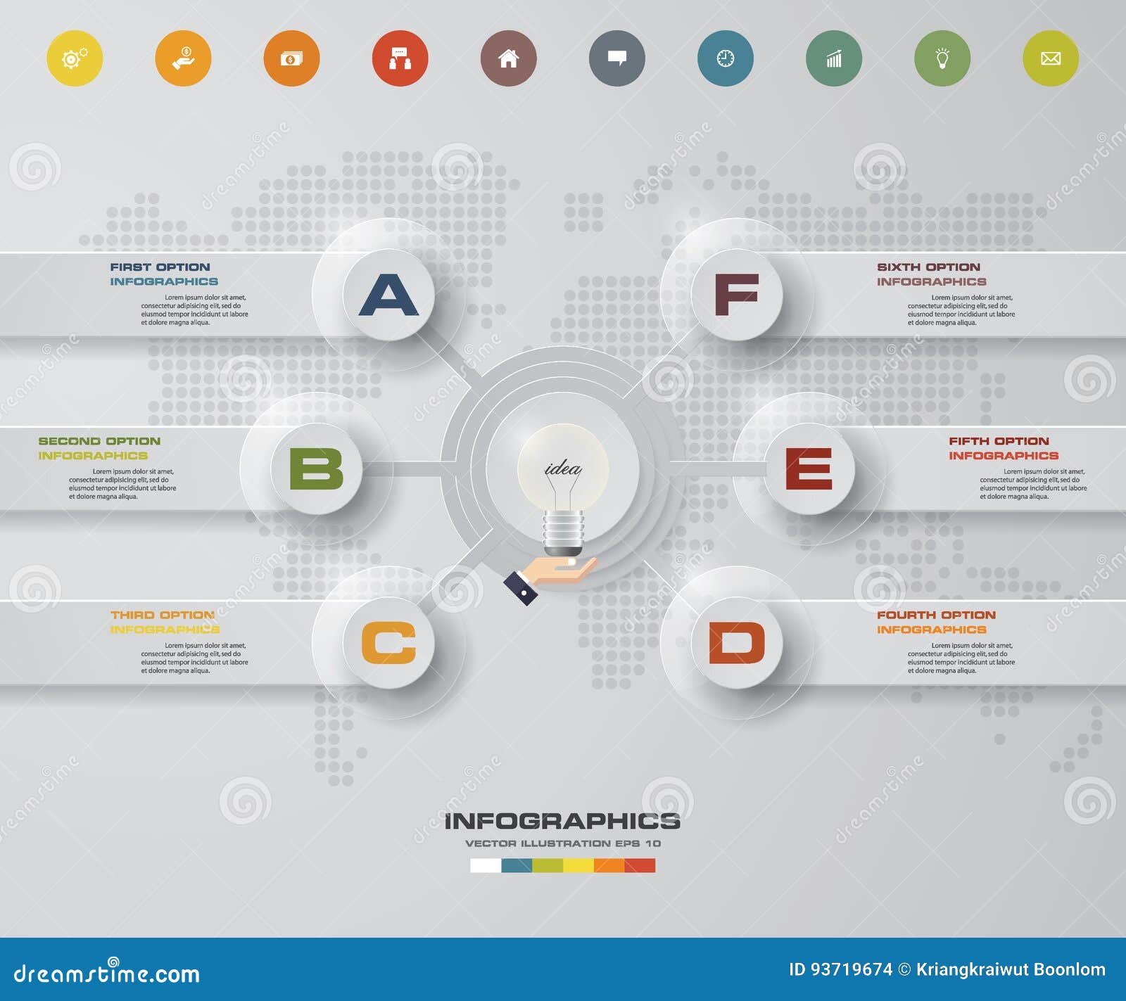 Modern 6 Steps Process. Simple&Editable Abstract Design Element Stock ...