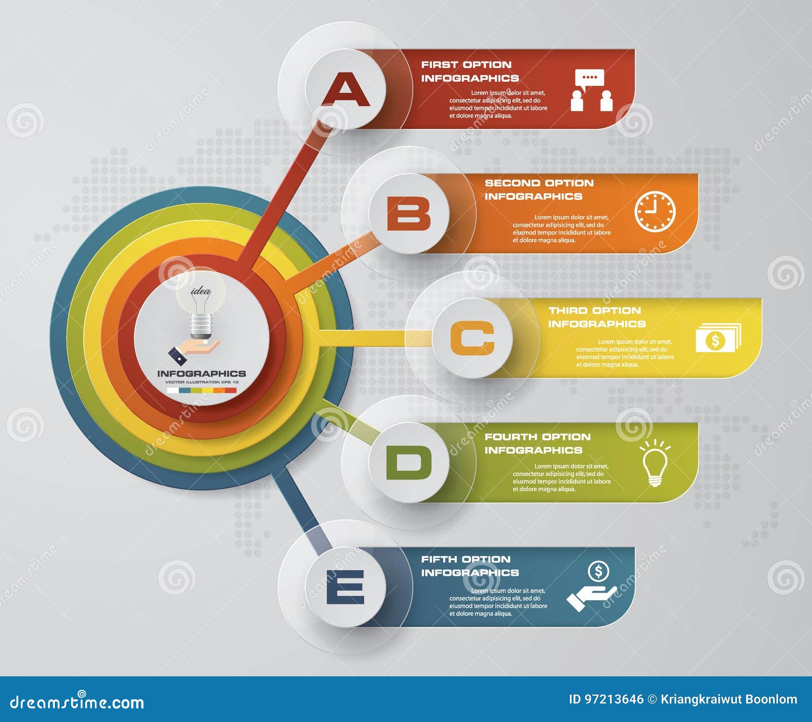 Modern 5 Steps Process. Simple&Editable Abstract Design Element Stock ...