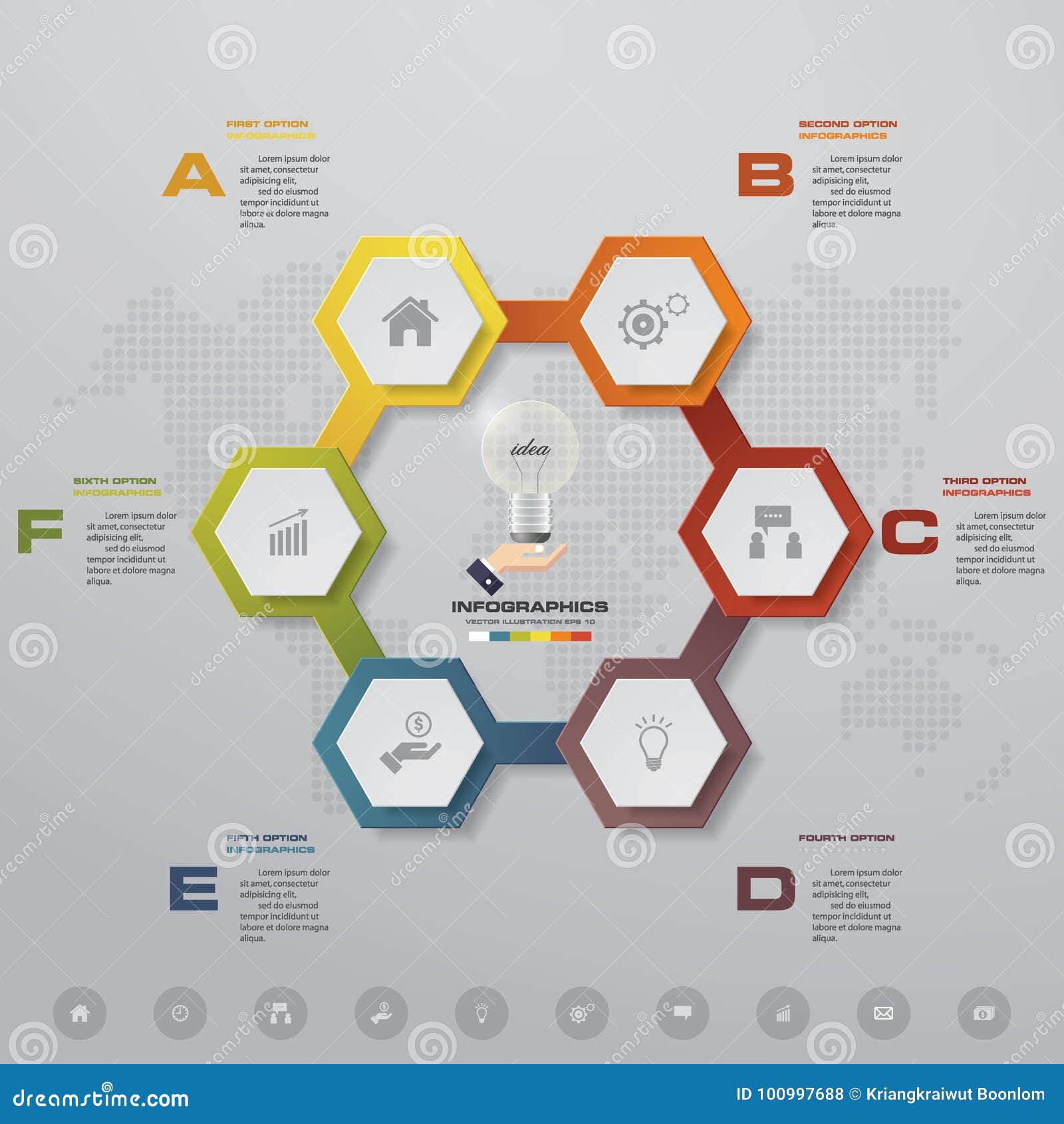 Modern 6 Steps Process. Simple&Editable Abstract Design Element Stock ...