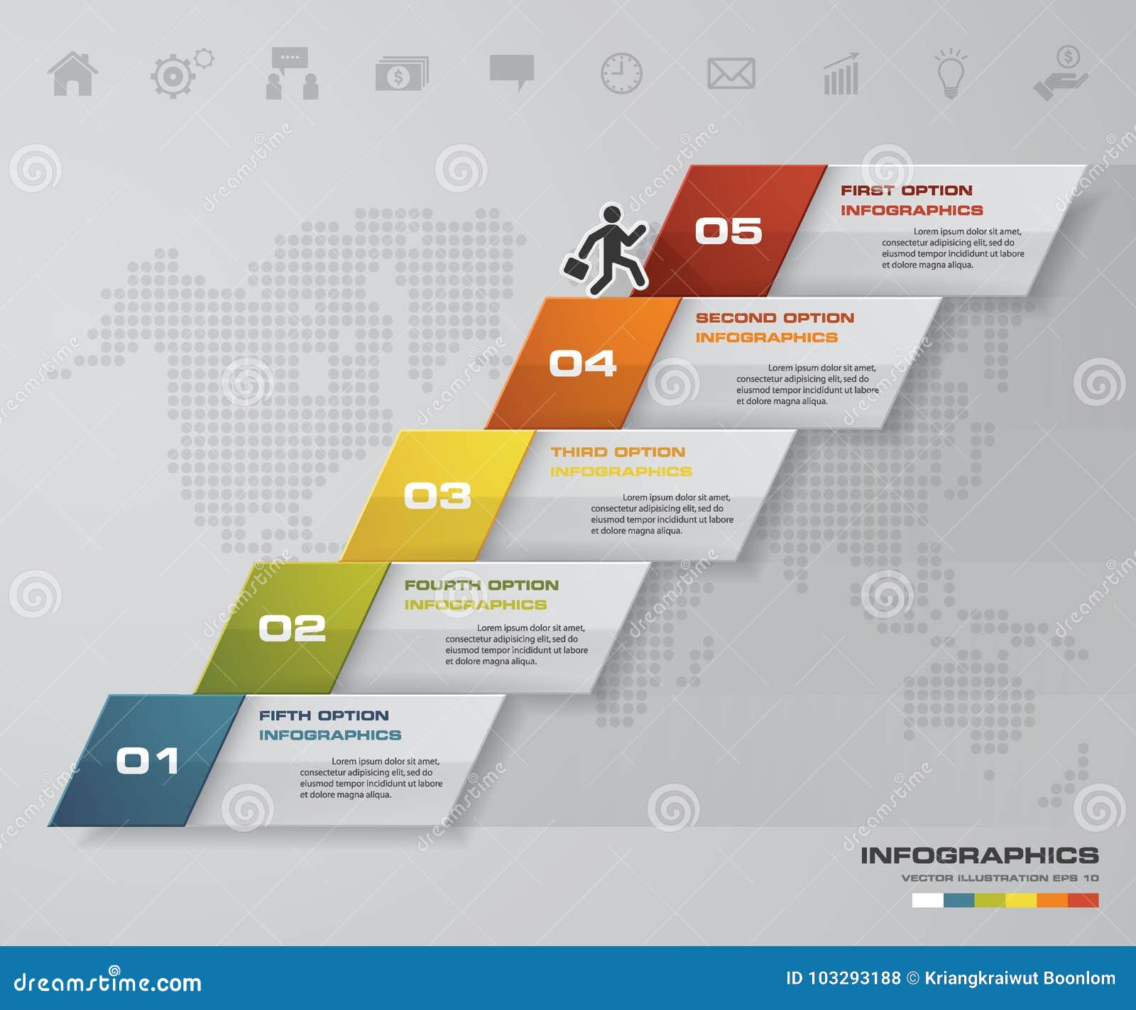 Modern 5 Steps Process. Simple&Editable Abstract Design Element Stock ...