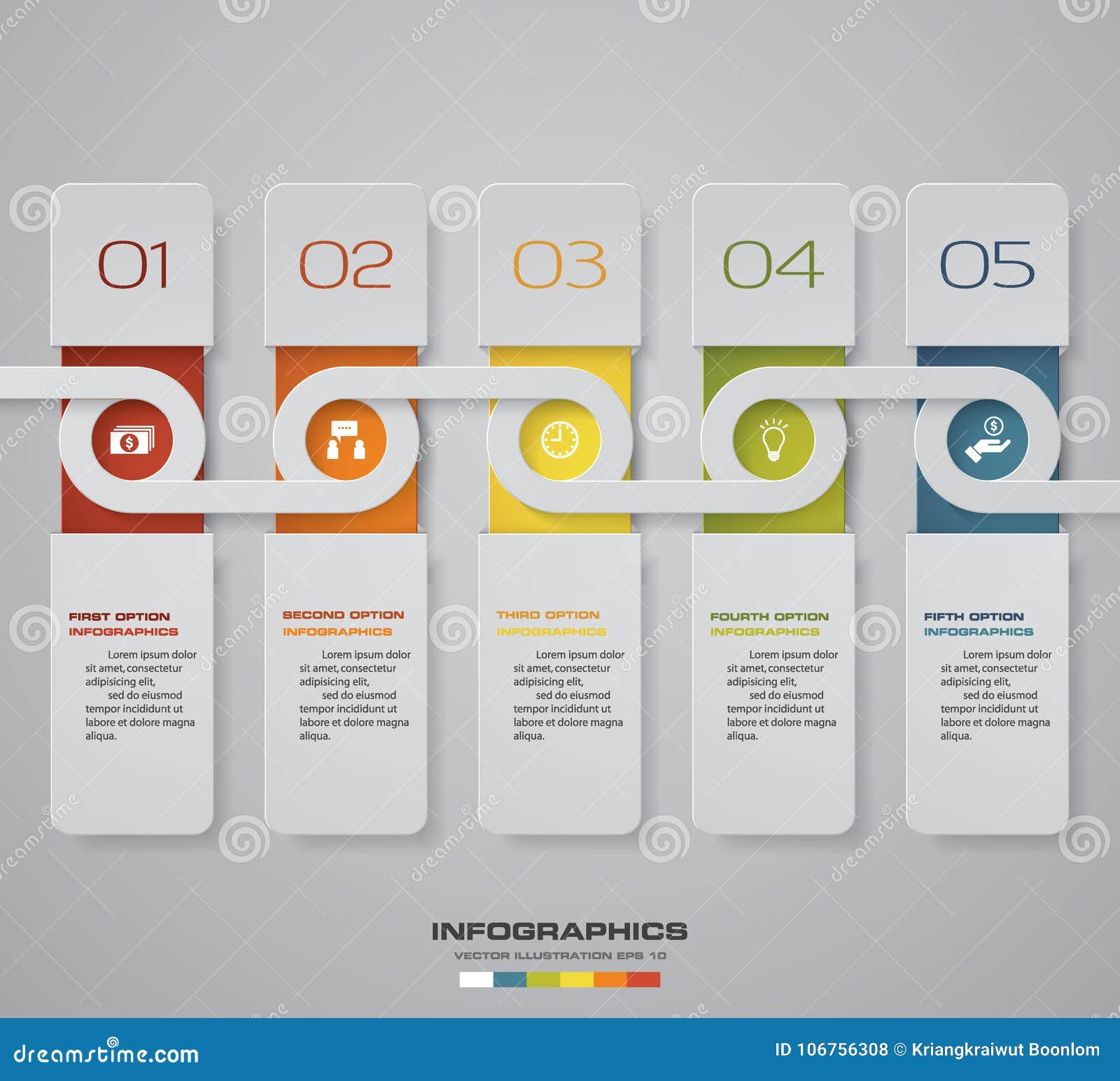 Modern 5 Steps Process. Simple&Editable Abstract Design Element. EPS10 ...