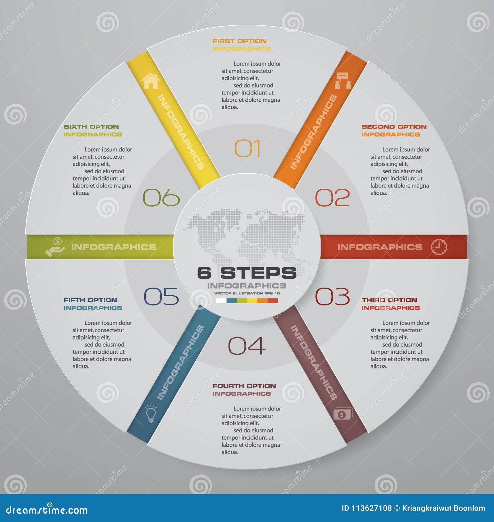 Modern 6 Steps Process. Simple&Editable Abstract Design Element. EPS10 ...