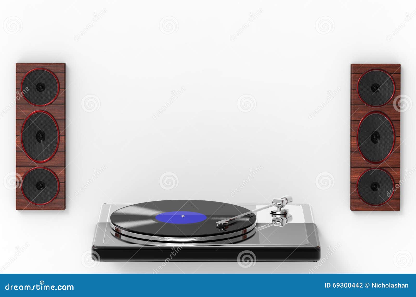 Modern Stereo Turntable Vinyl Record Player Isolated with White Stock ...