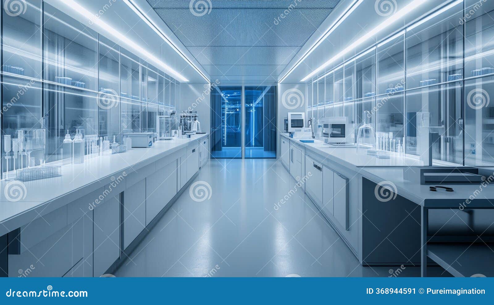 Modern, Sterile Hospital Hallway With Blue Accent Lighting Royalty-Free ...