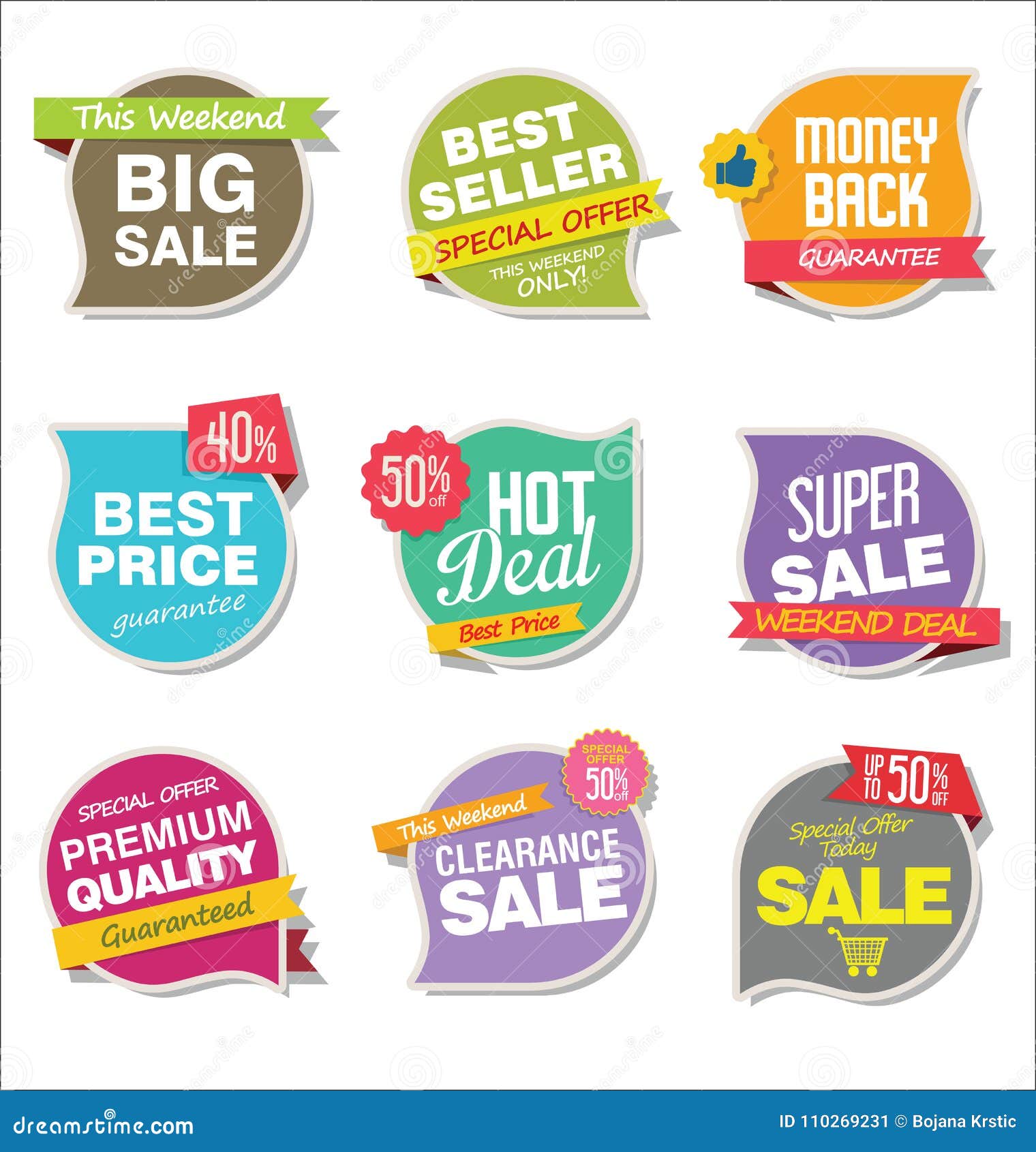 Modern Stickers and Tags Collection Vector Illustration Stock Vector ...