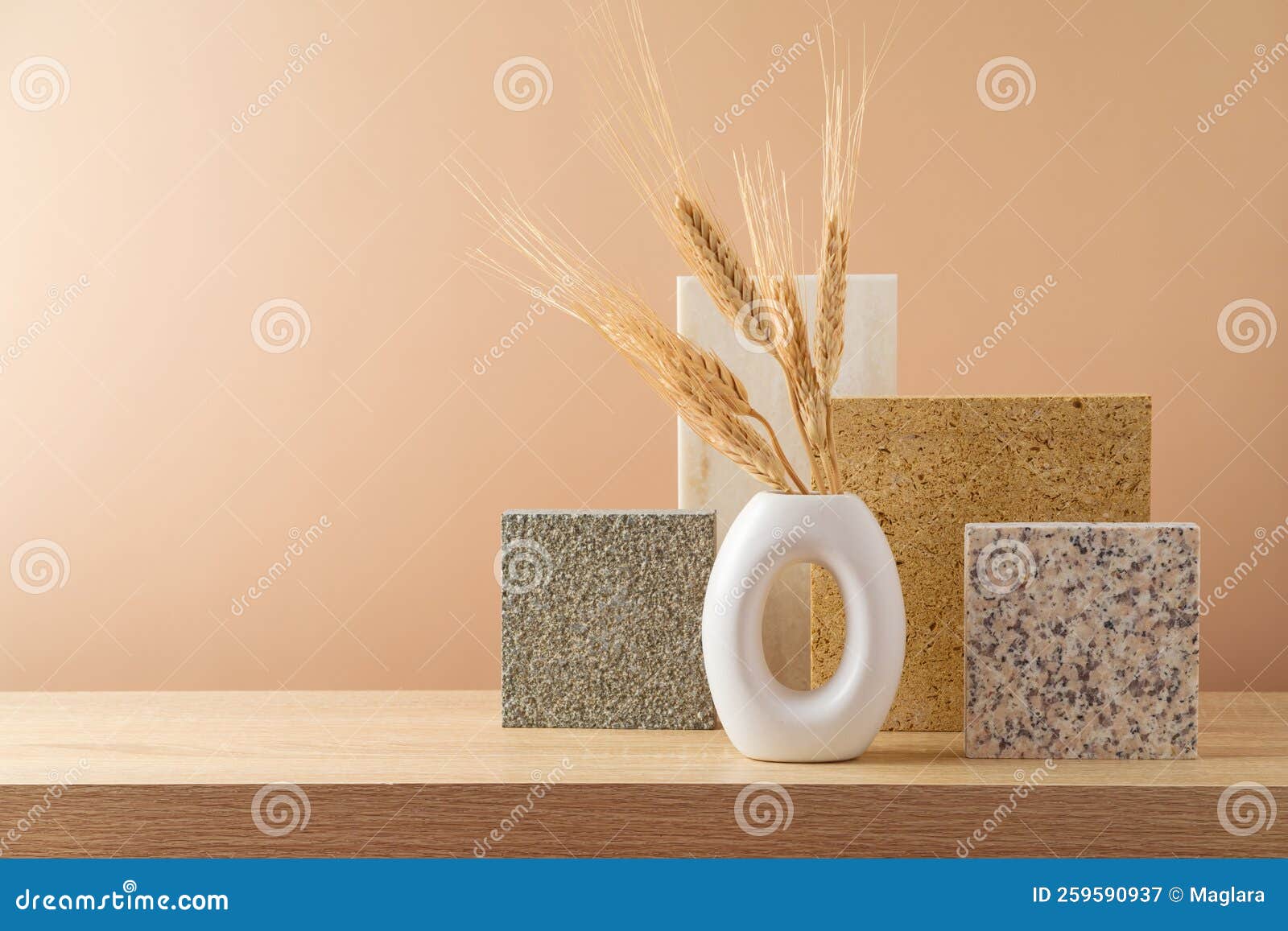 Modern Still Life with Vase, Wheat and Stones. Abstract Composition for ...