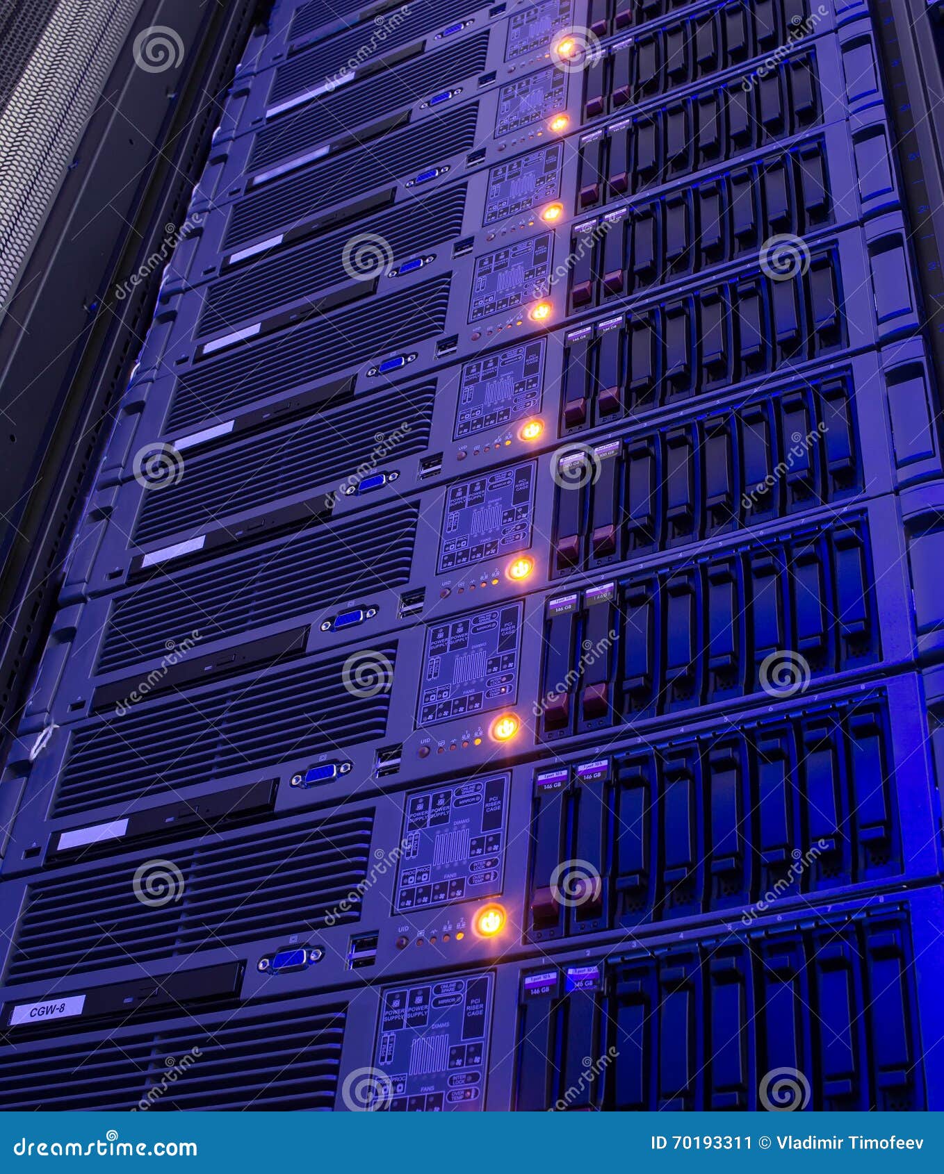 Modern Storage of Blade Servers in the Data Center Vertical Stock Image ...