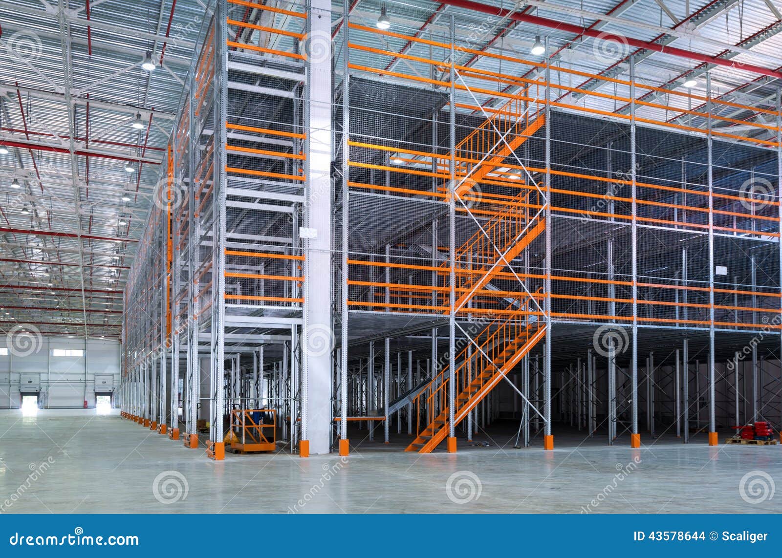 A modern storage room stock photo. Image of racks, room - 43578644