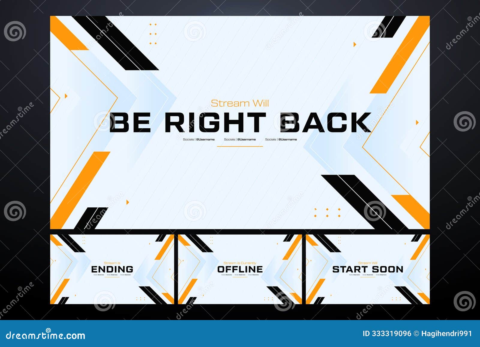 Modern Stream Overlay Pack, Black & Orange Color Scheme with Animated ...