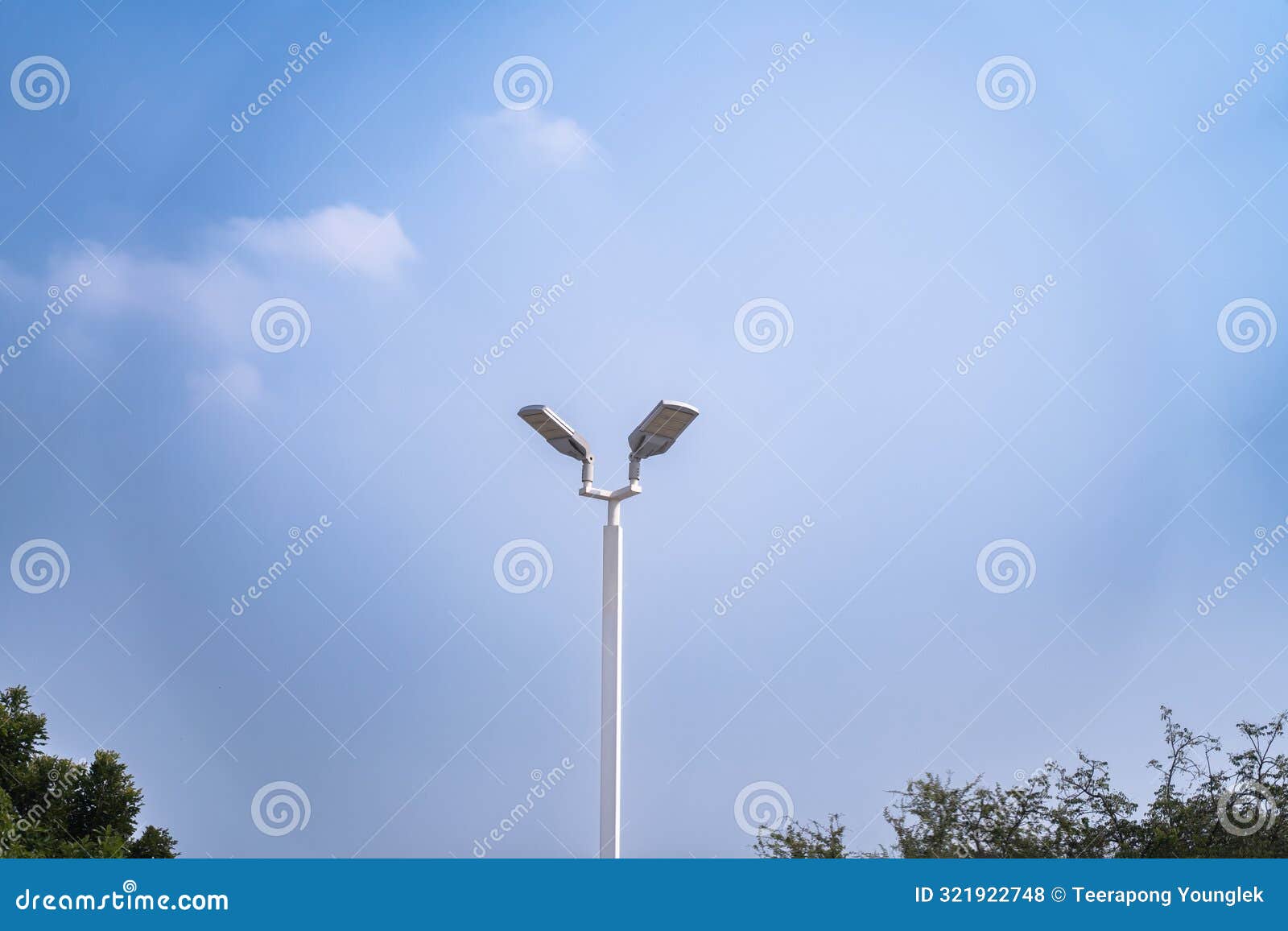 Modern Street Lamp with Square Head on Bright Sky Background. Street ...