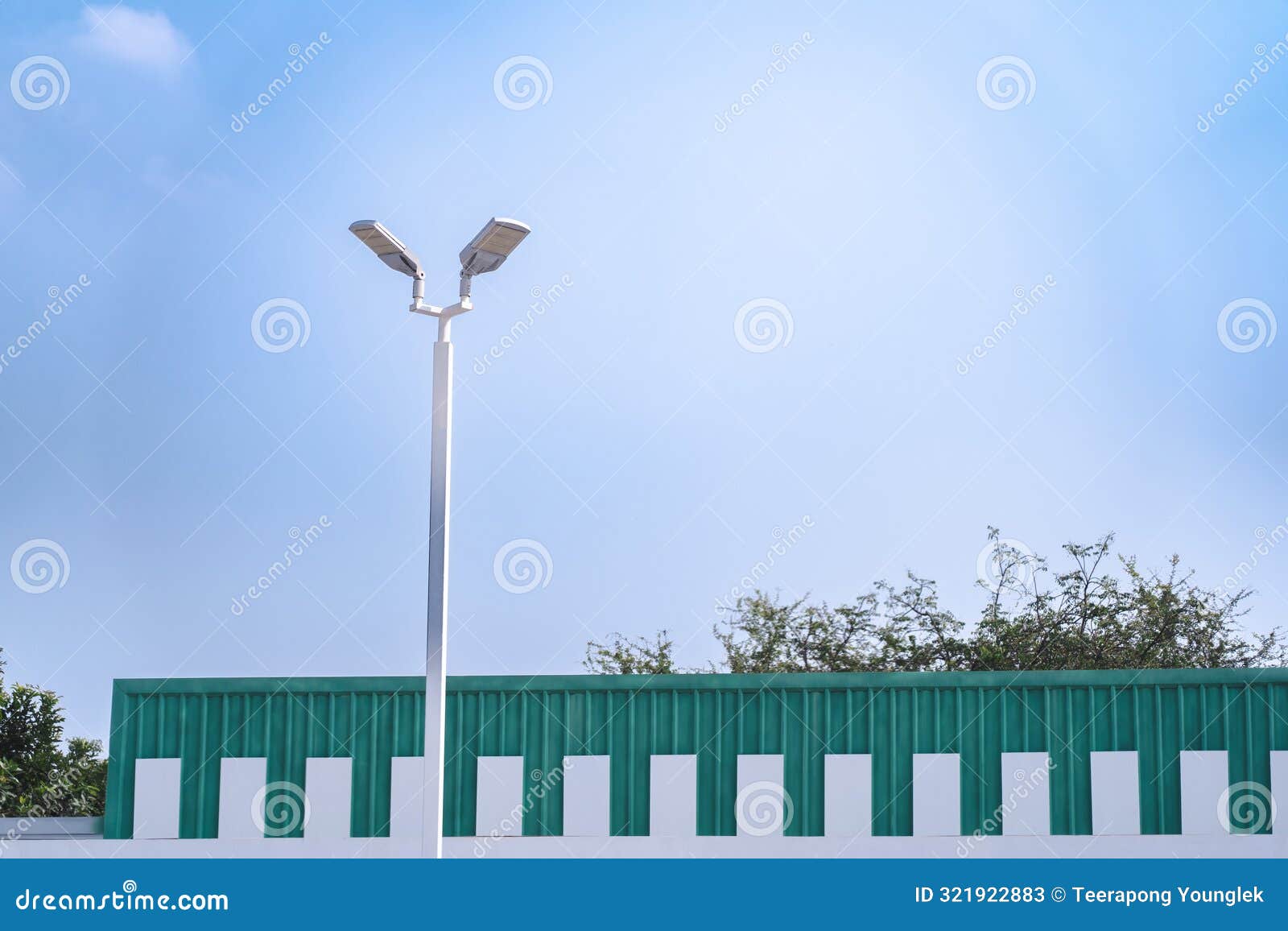 Modern Street Lamp with Square Head on Bright Sky Background. Street ...