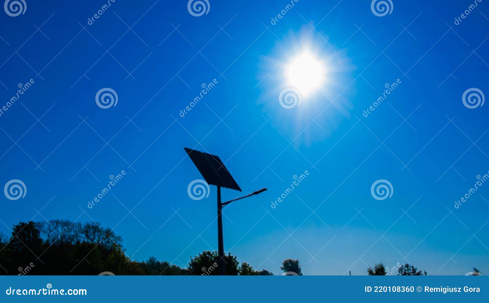 Modern Street Lighting Pole with Solar Panel Stock Photo - Image of ...