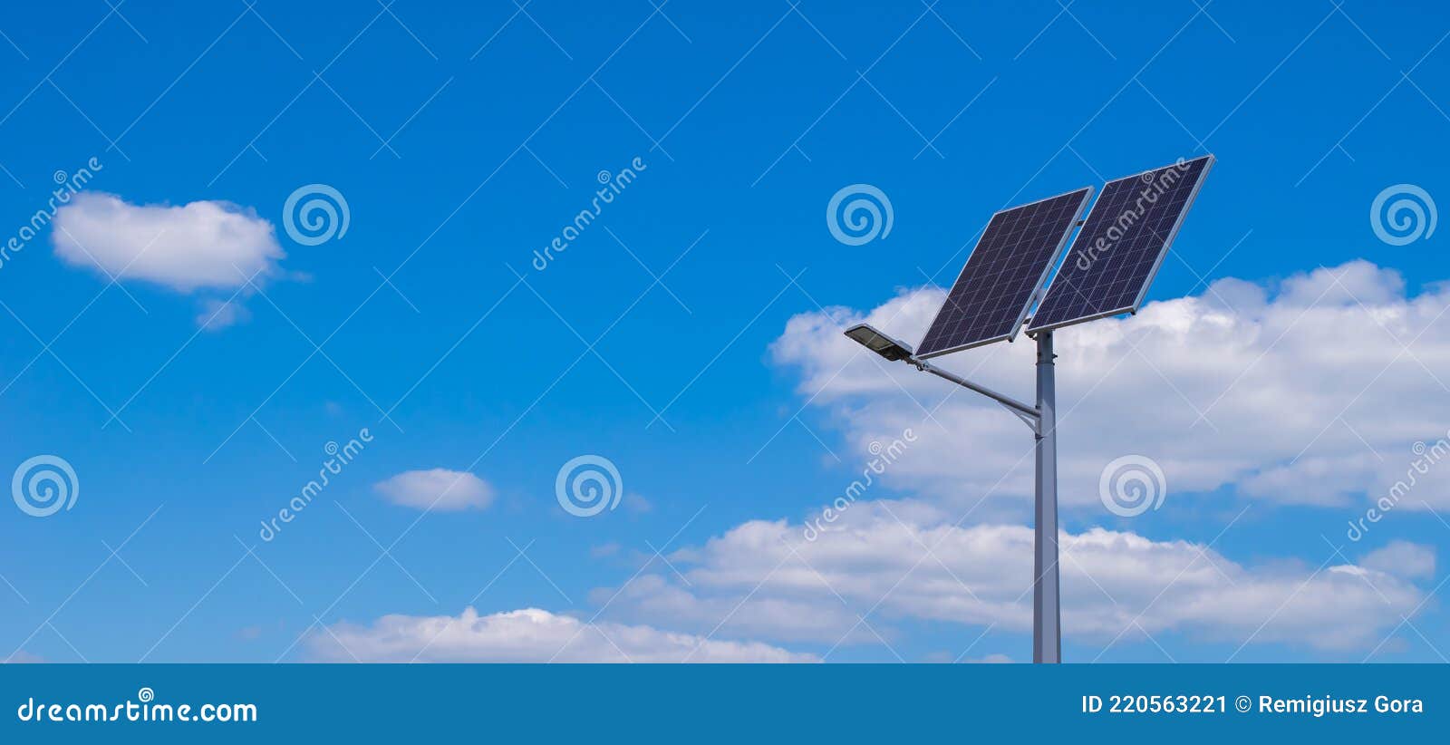 Modern Street Lighting Pole with Solar Panel Stock Image - Image of ...