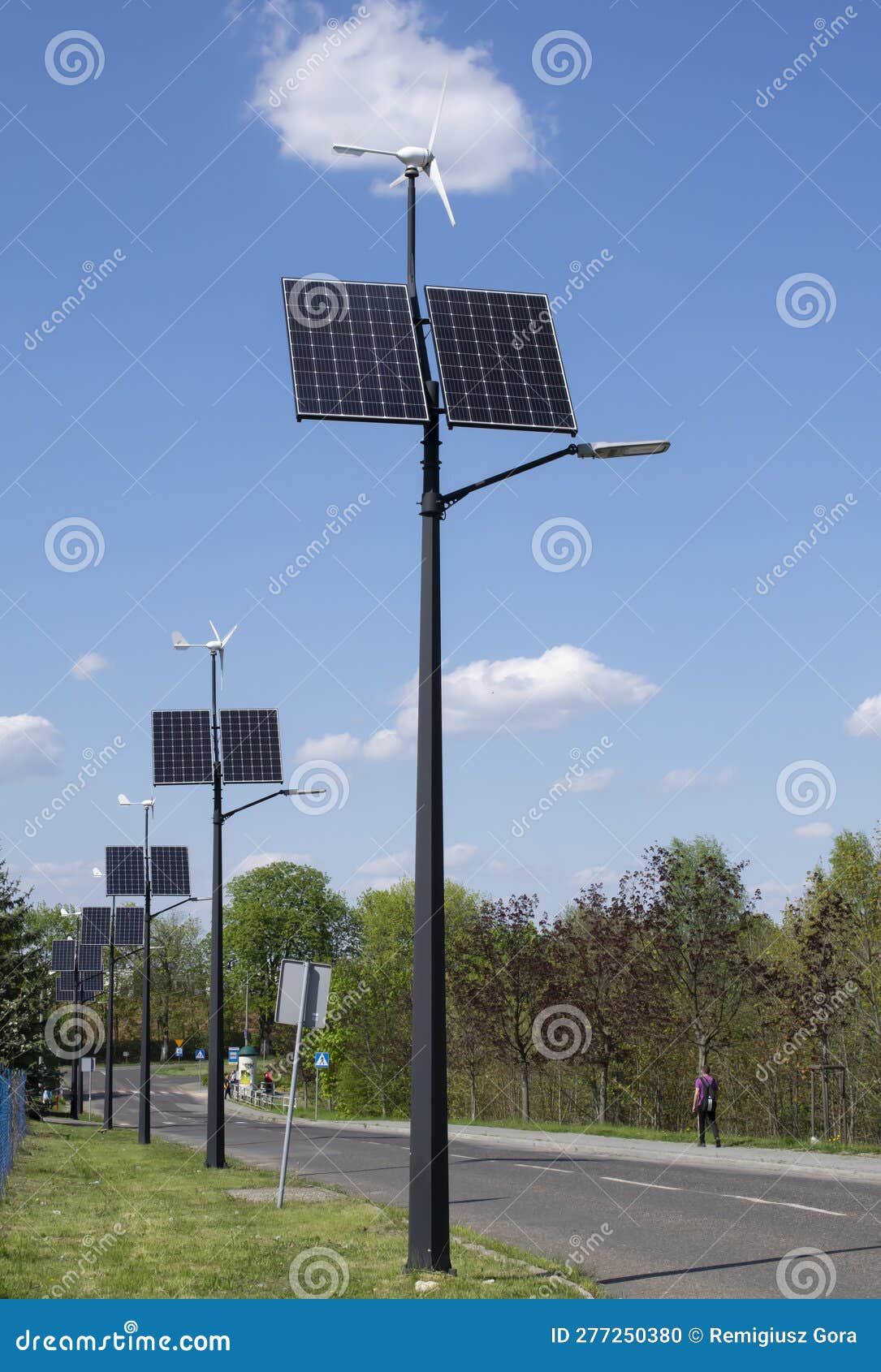 Modern Street Lighting Pole with Solar Panel Free Energy Stock Photo ...