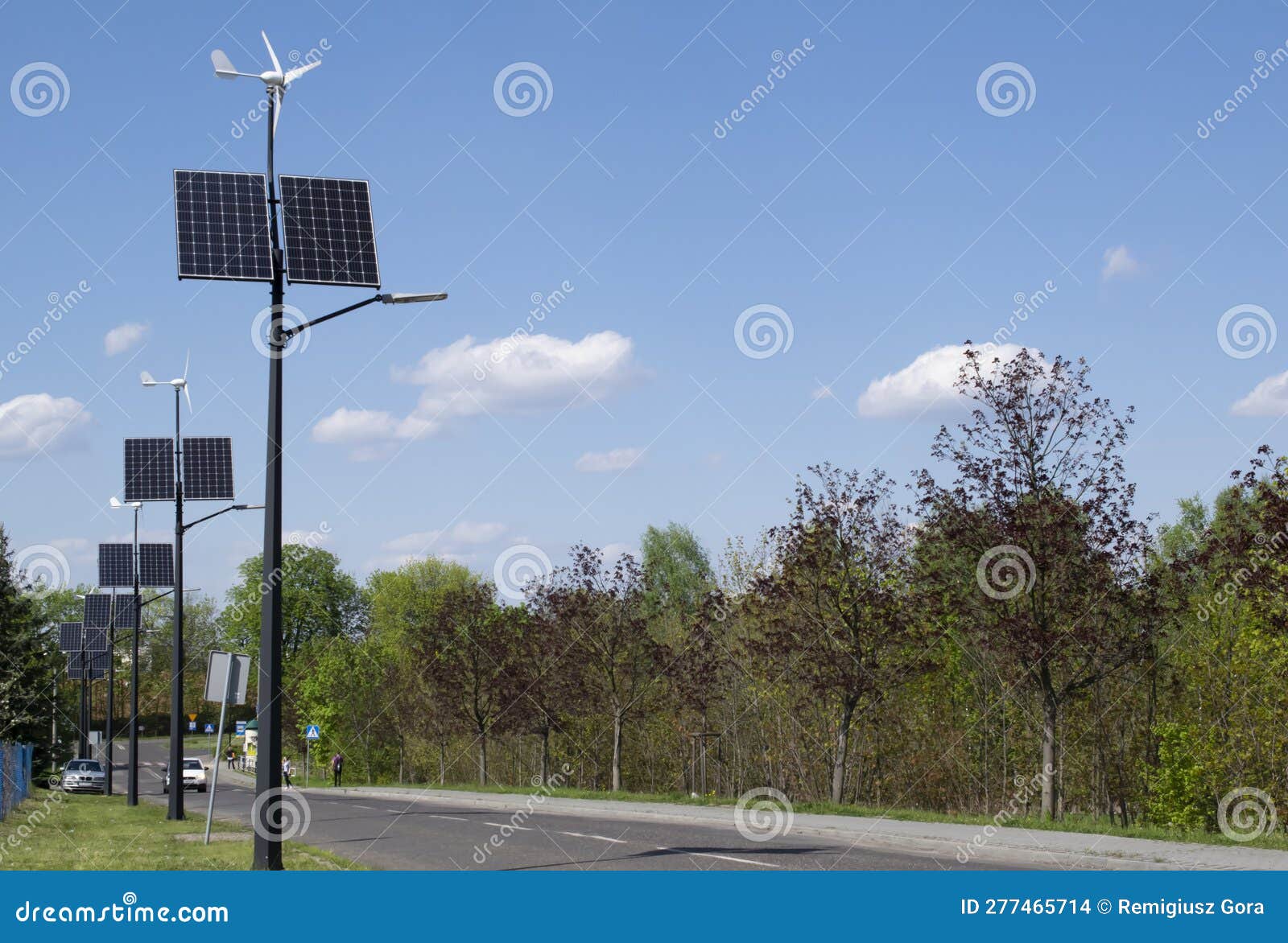Modern Street Lighting Pole with Solar Panel Free Energy Stock Photo ...