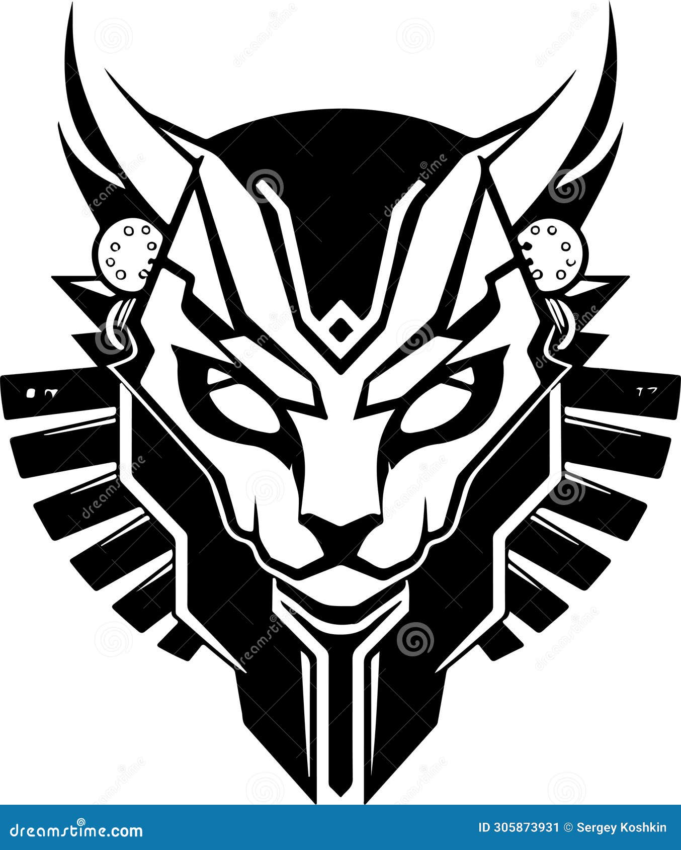 Modern Strict Logo Template of Abstract Cat or Sphinx Head. Vector ...