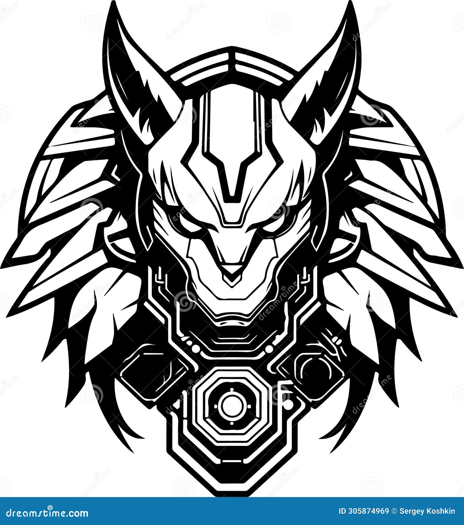 Modern Strict Logo Template of Abstract Cat or Sphinx Head. Vector ...