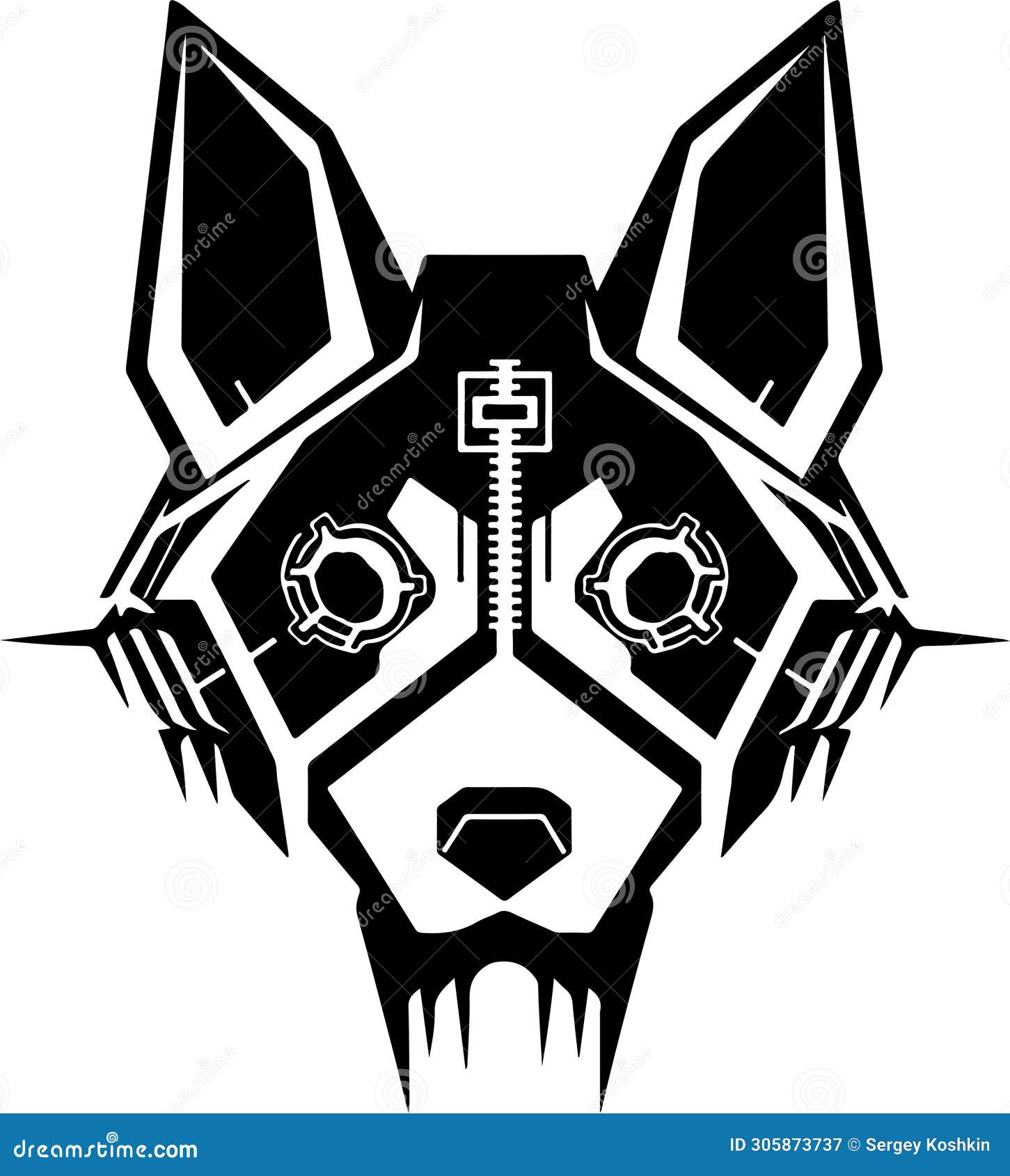 Modern Strict Logo Template of Abstract Dog, Wolf Head. Vector ...