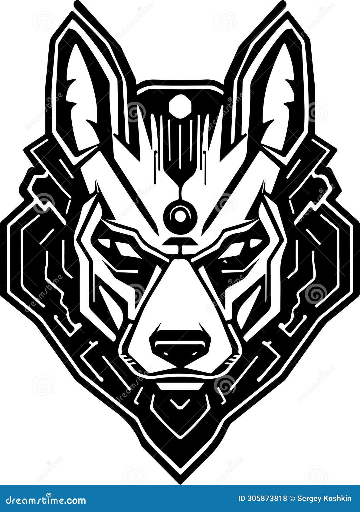 Modern Strict Logo Template of Abstract Dog, Wolf Head. Vector ...