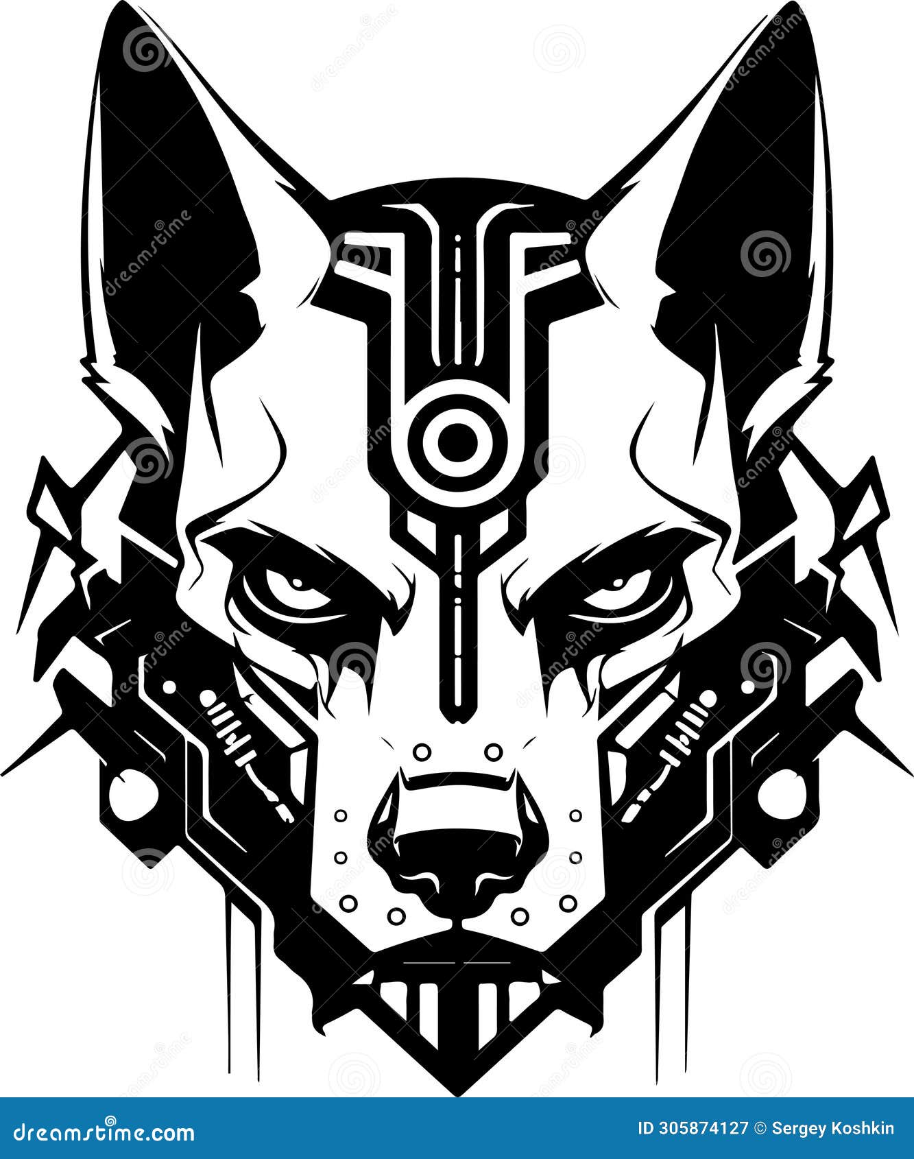 Modern Strict Logo Template of Abstract Dog, Wolf Head. Vector ...