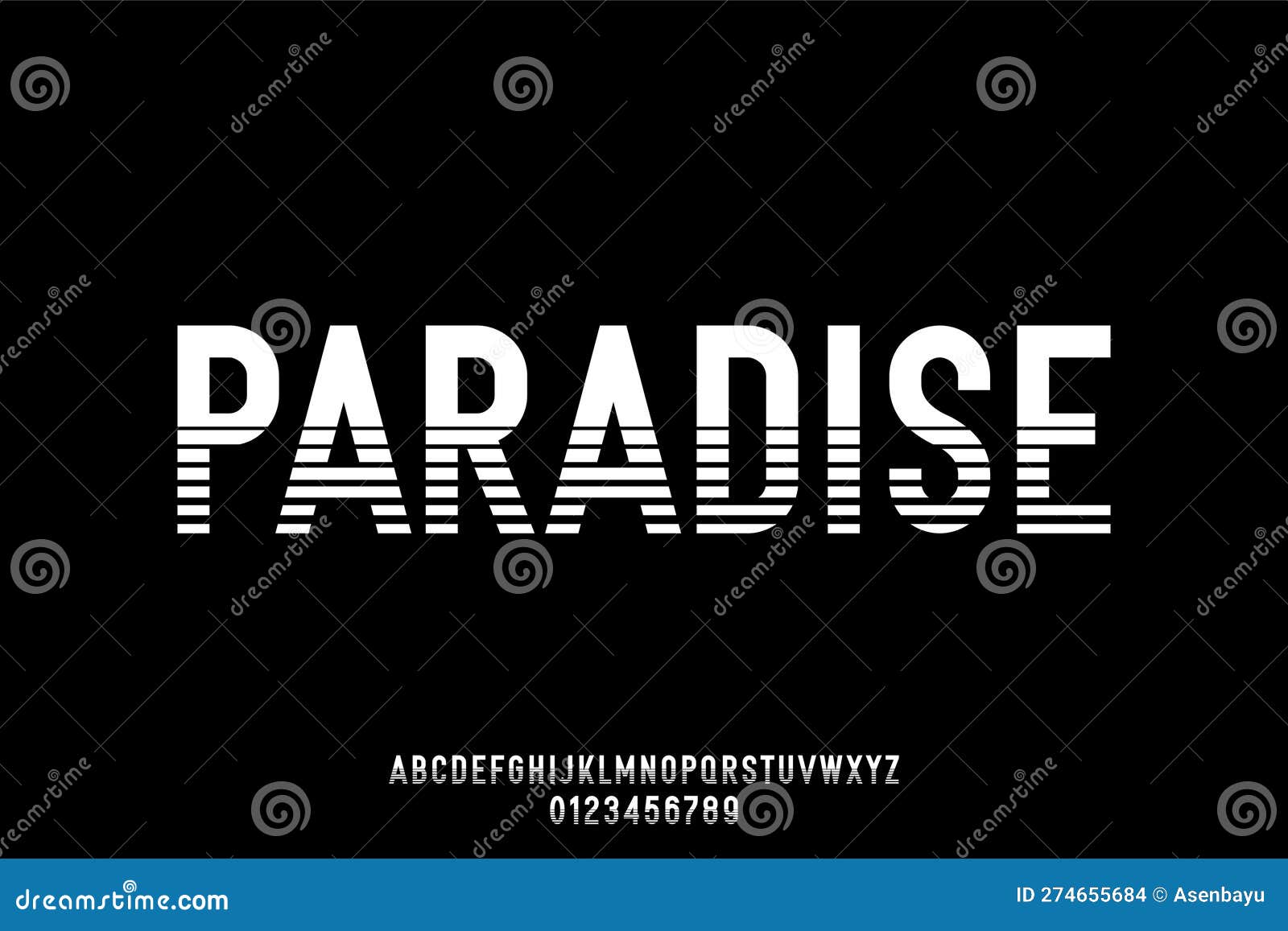 Stripe Linear Style Display Font Vector Stock Vector - Illustration of ...