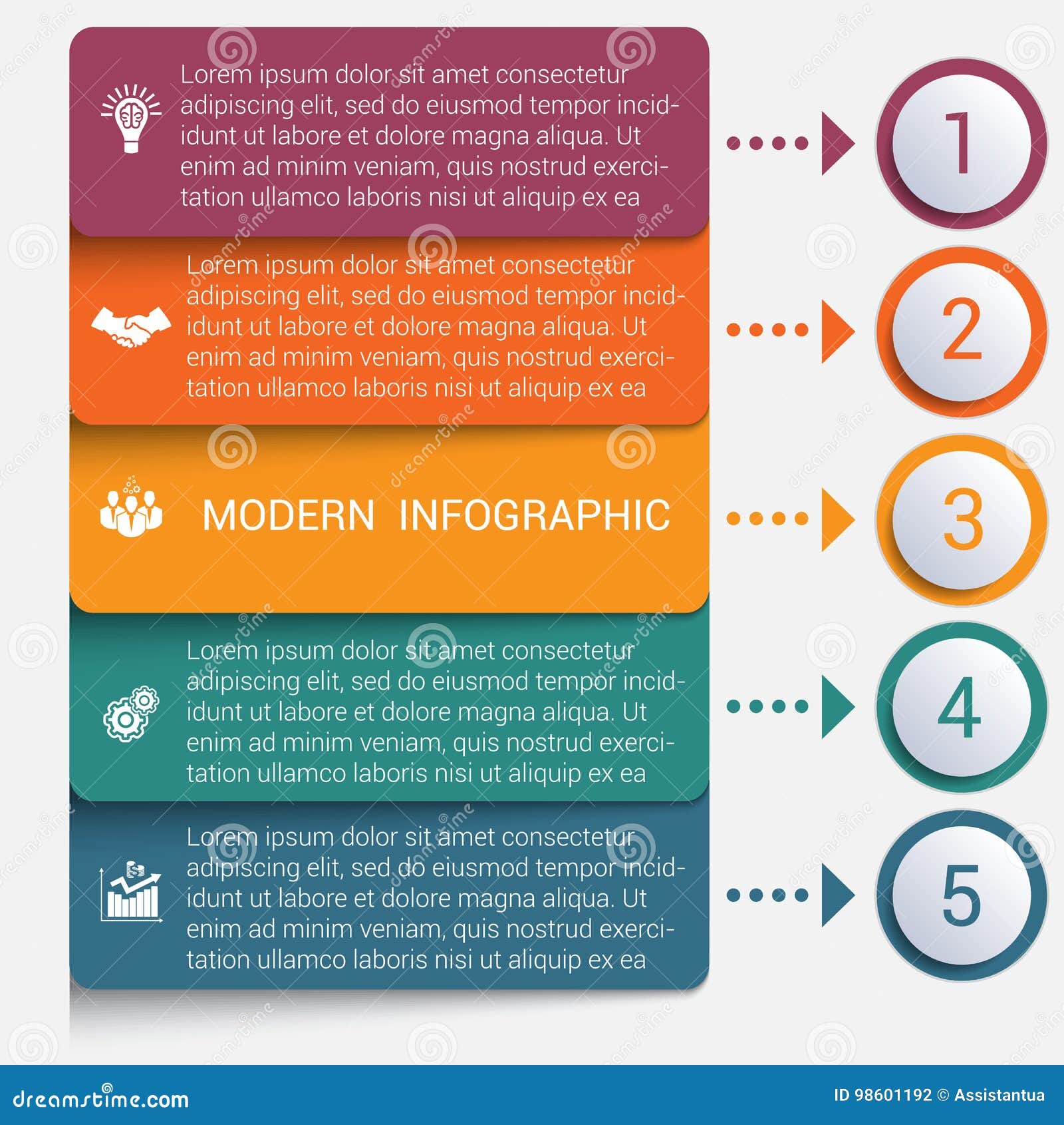 Modern Strips Infographics 5 Options Banner Stock Vector - Illustration ...