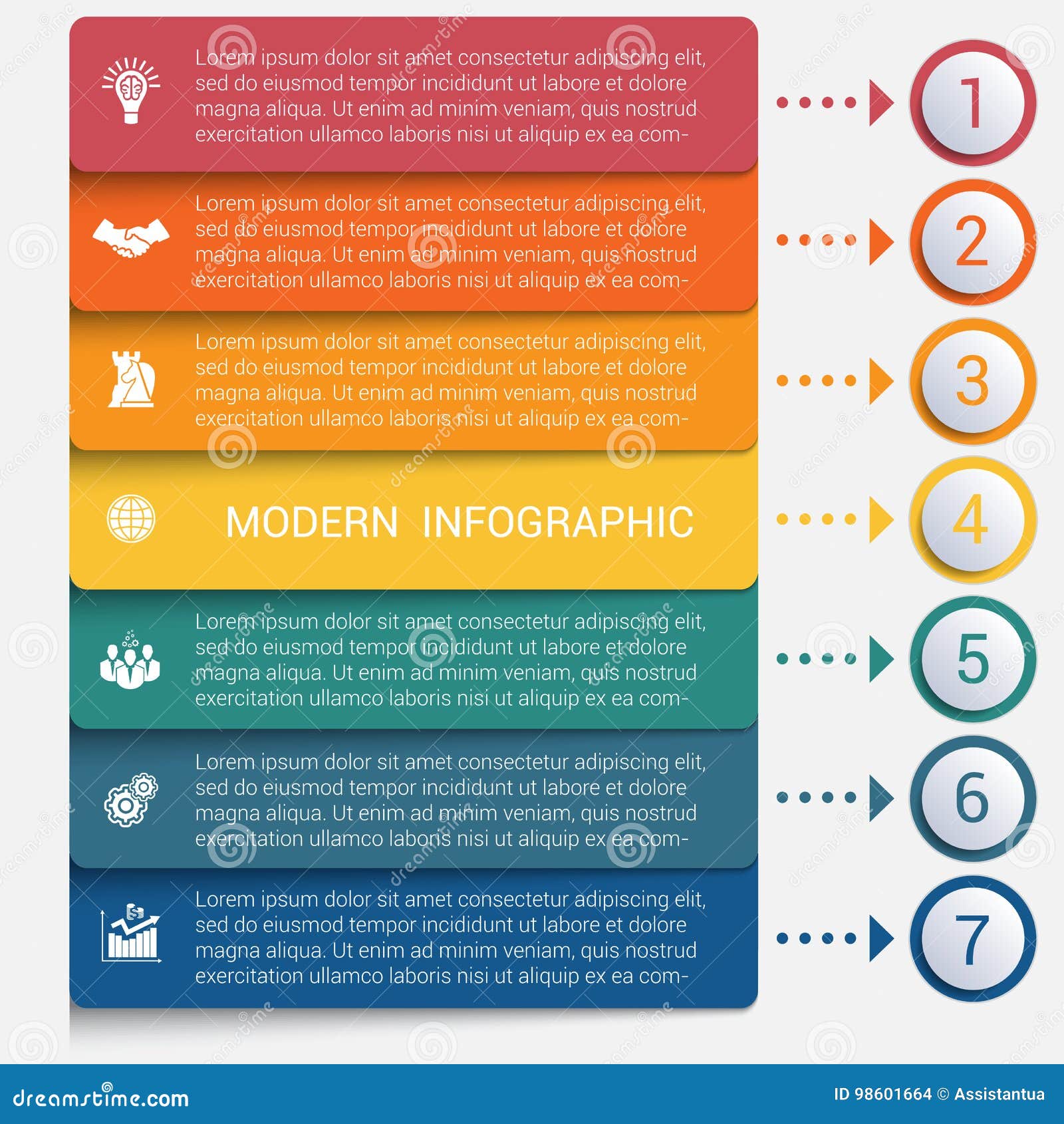Modern Strips Infographics 7 Options Banner Stock Vector - Illustration ...