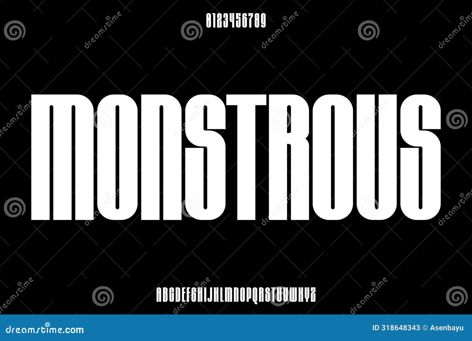 Modern Strong Condensed Alphabet Display Font Vector. Monstrous Bold ...