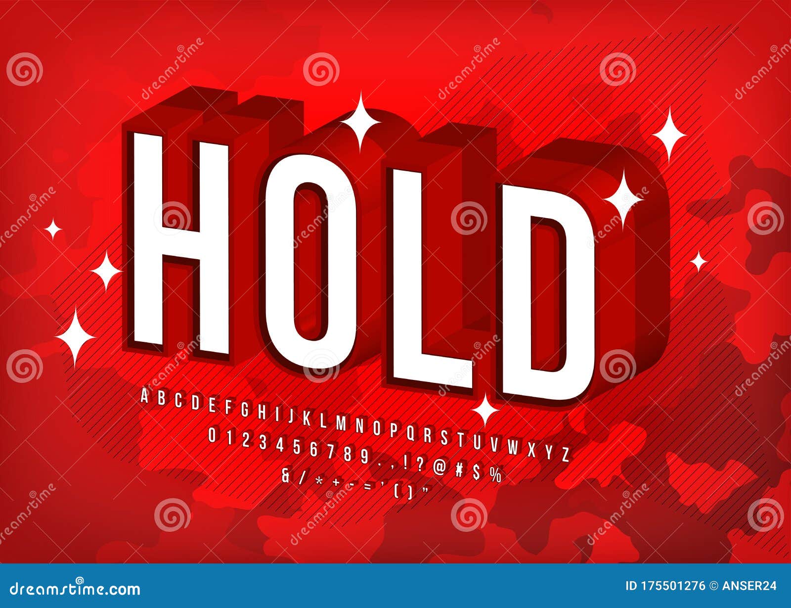 Modern Strong Font, 3d Red Alphabet Typeface Effect, Simple and Cool ...