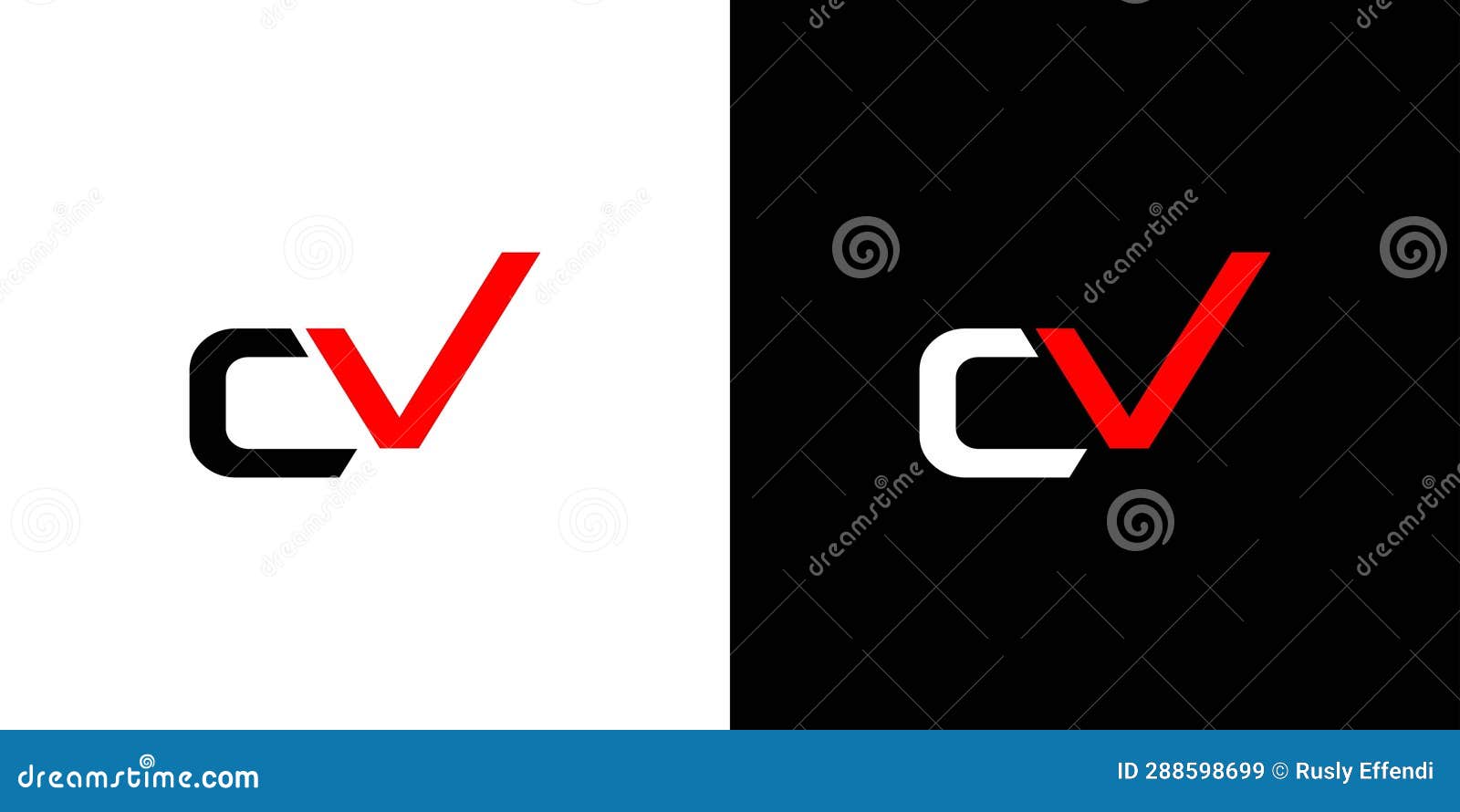 Modern and Strong CV Logo Design Stock Vector - Illustration of ...