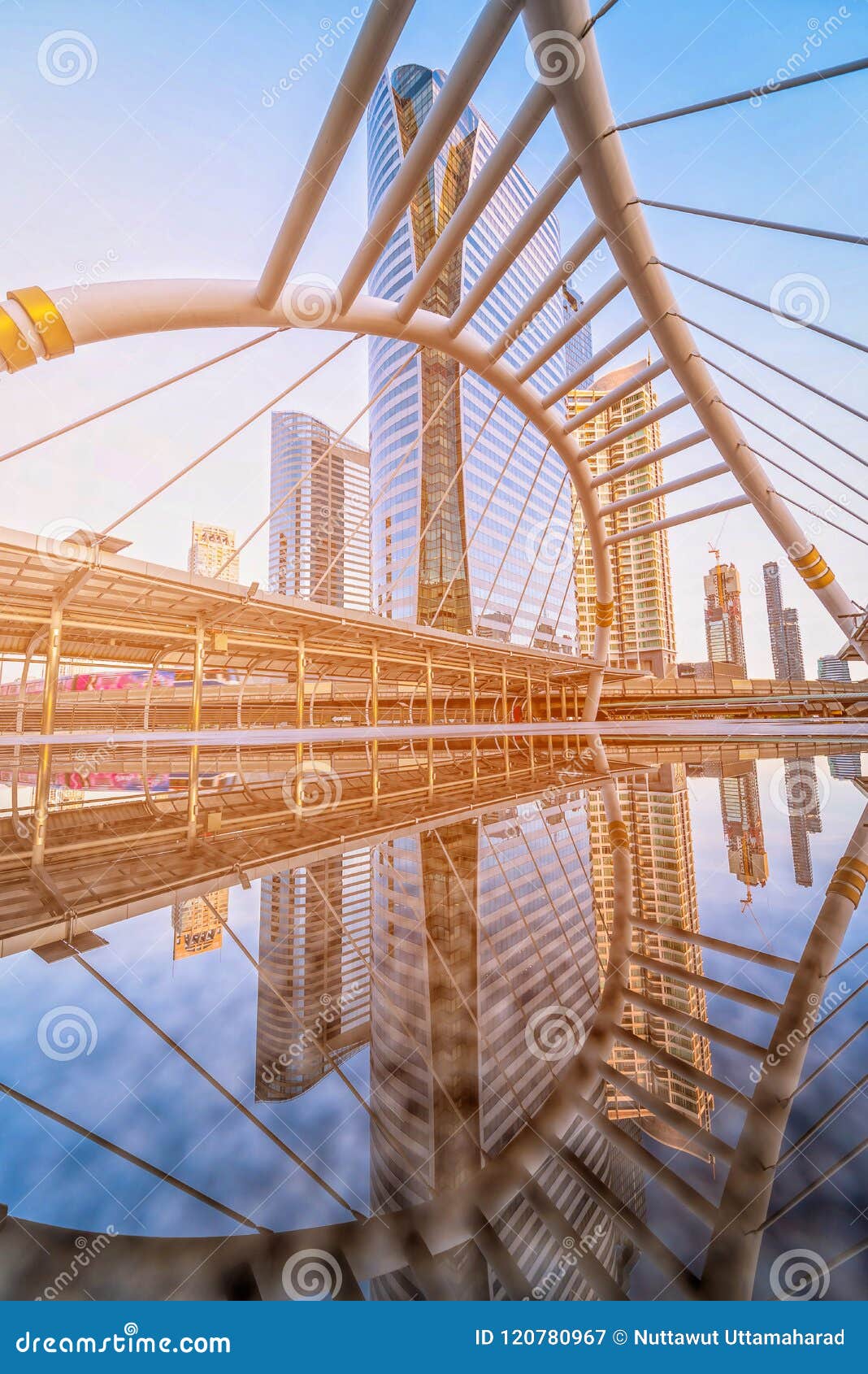 Modern Structure Bridge Shape and Building at Train Station in B ...