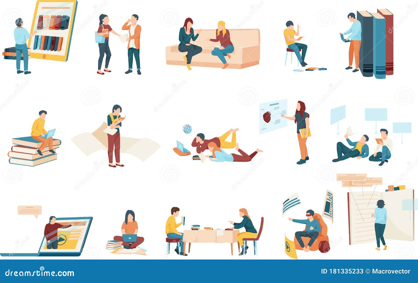 Modern Student Icons Set stock vector. Illustration of flat - 181335233