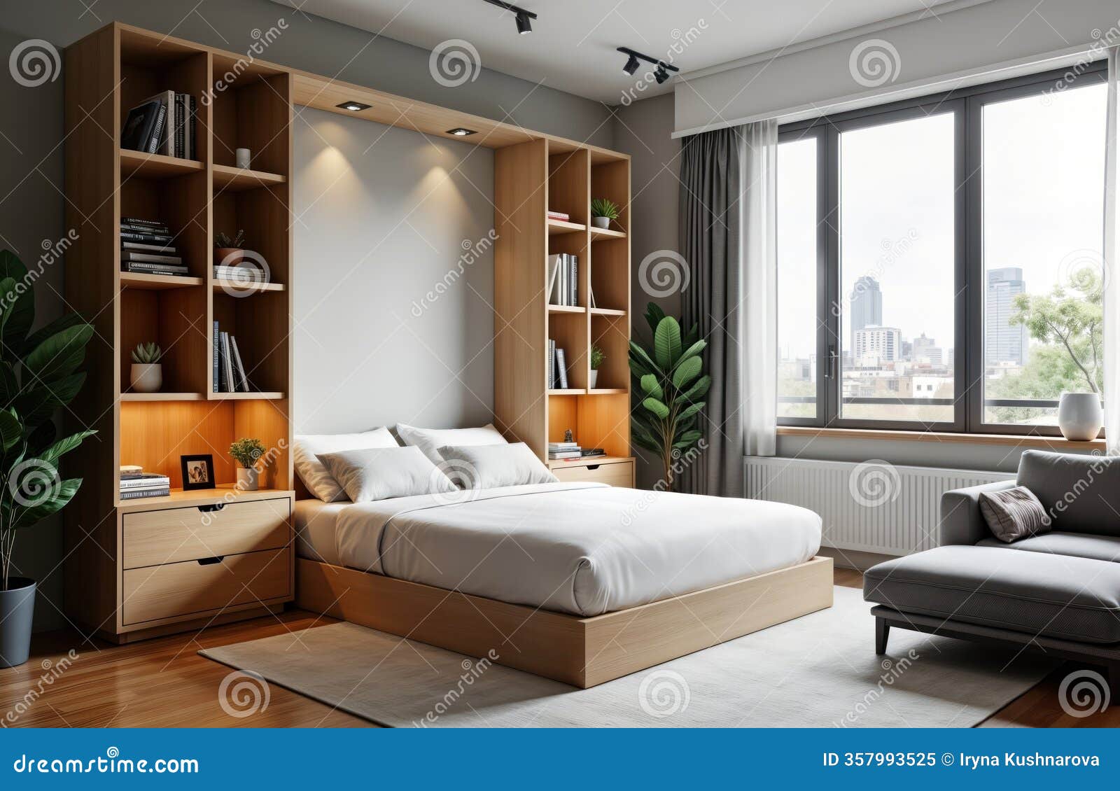 Murphy Bed Design Ideas For Grey Interior Decor Inspiration Stock ...