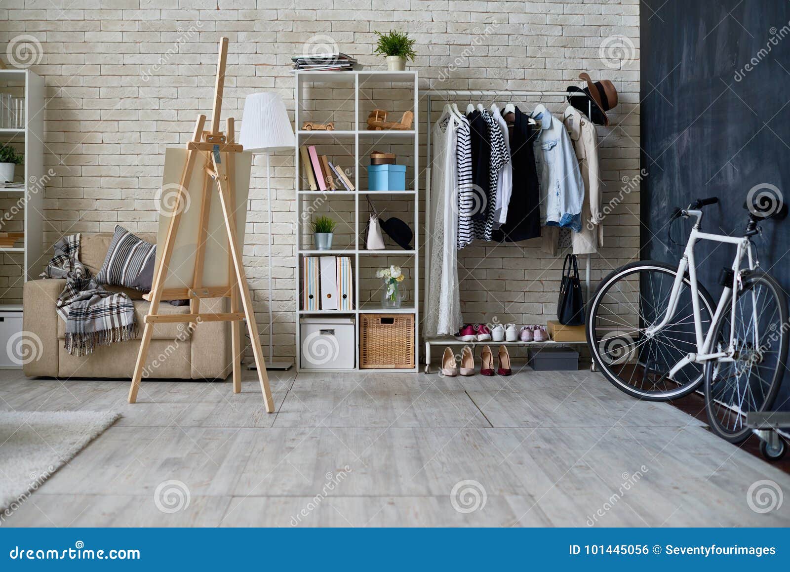 Modern Studio Flat Interior Stock Photo - Image of entrance, still ...