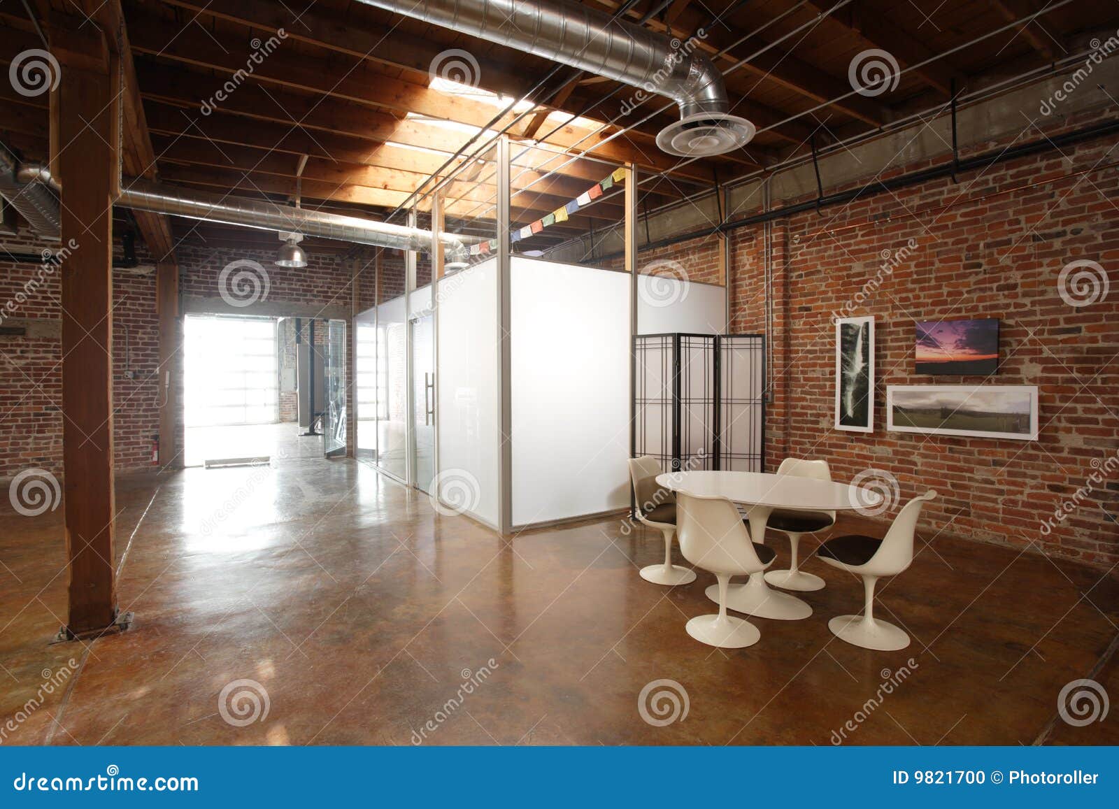 Modern studio loft stock photo. Image of brick, director - 9821700