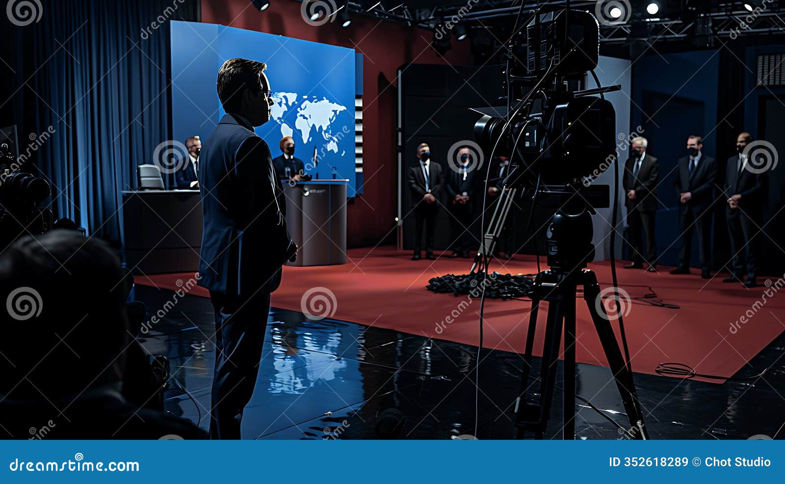 Studios Setting with Cameras and Professionals Preparing for a ...