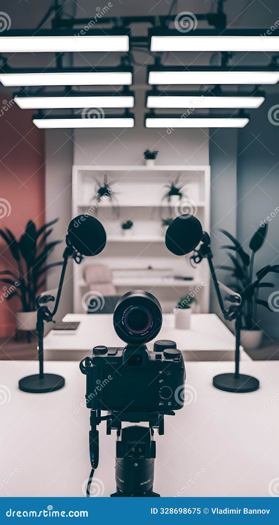 A Modern Studio Setup for a Live Streaming Session Stock Image - Image ...