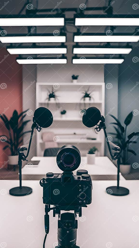 A Modern Studio Setup for a Live Streaming Session Stock Image - Image ...