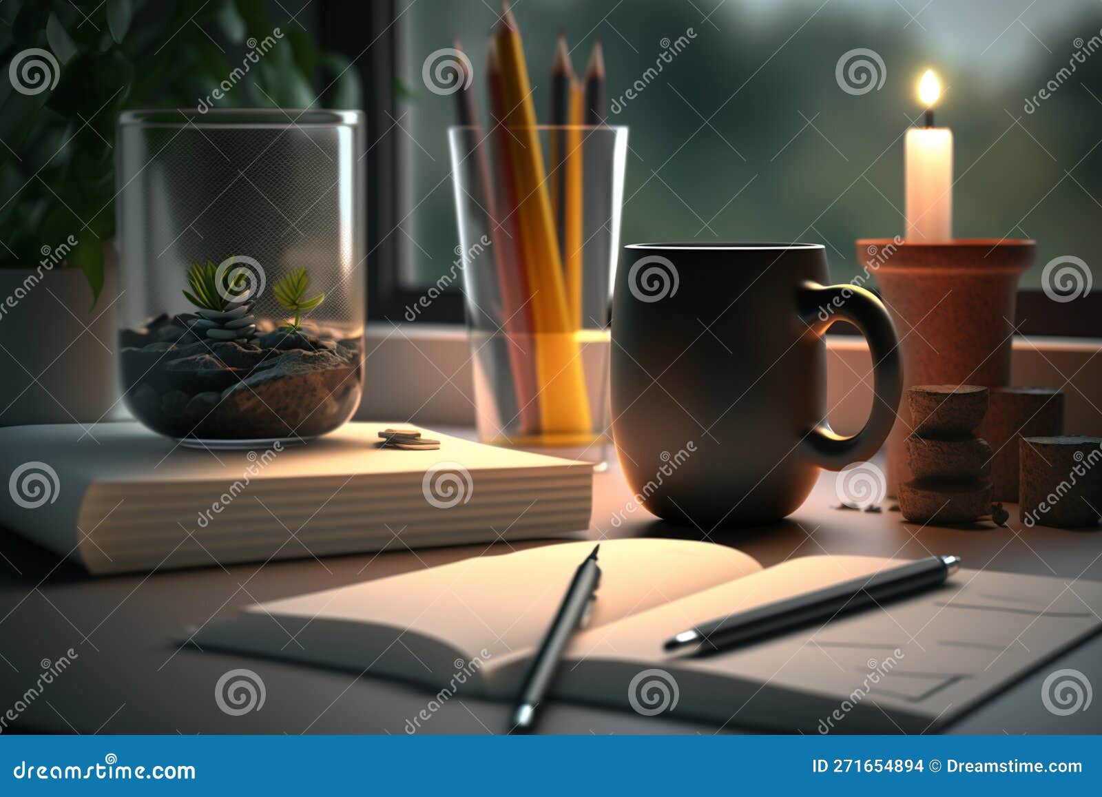Modern Study Desk Background, Generative Ai Stock Illustration ...