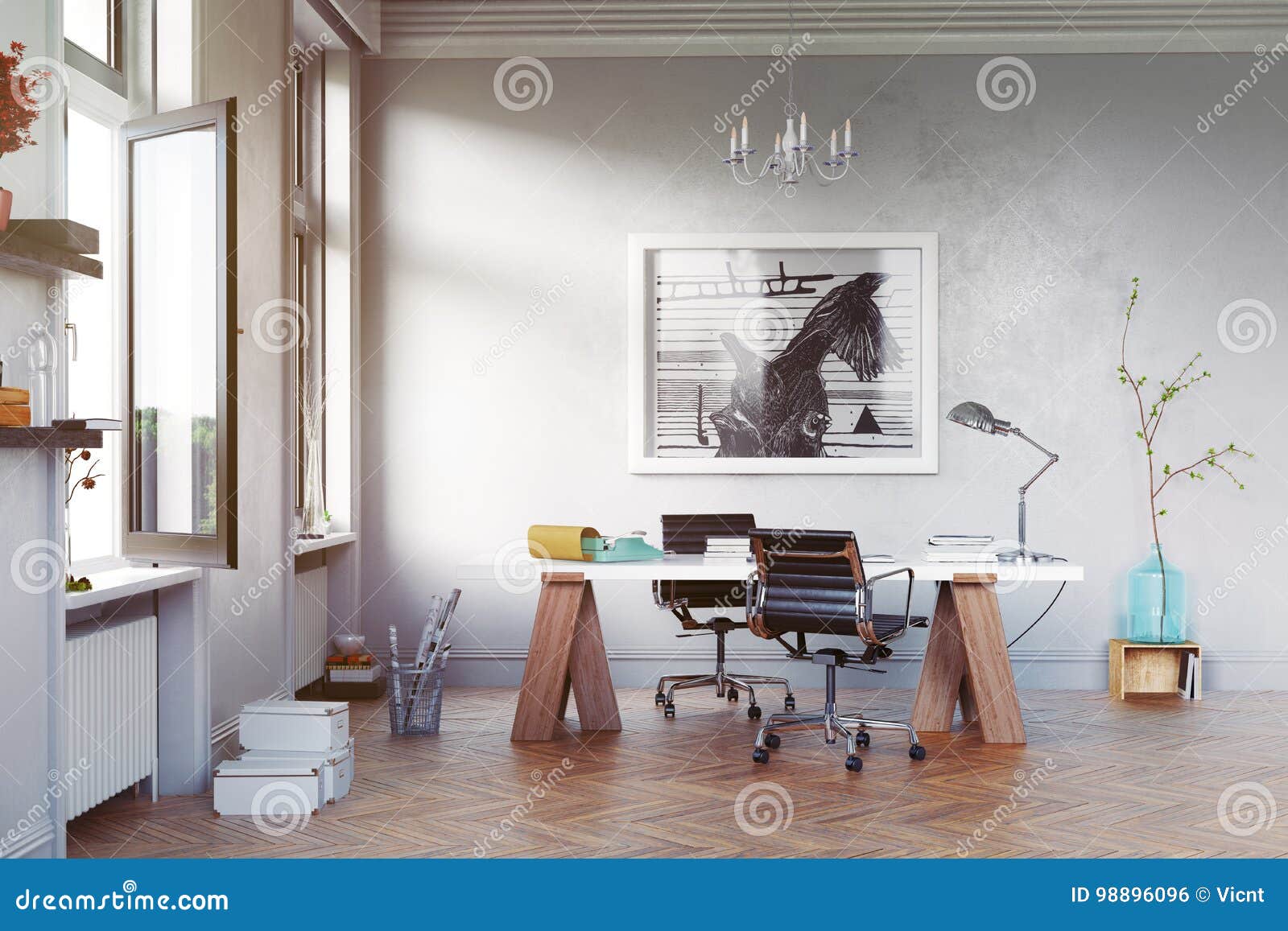 Modern study room stock illustration. Illustration of business - 98896096