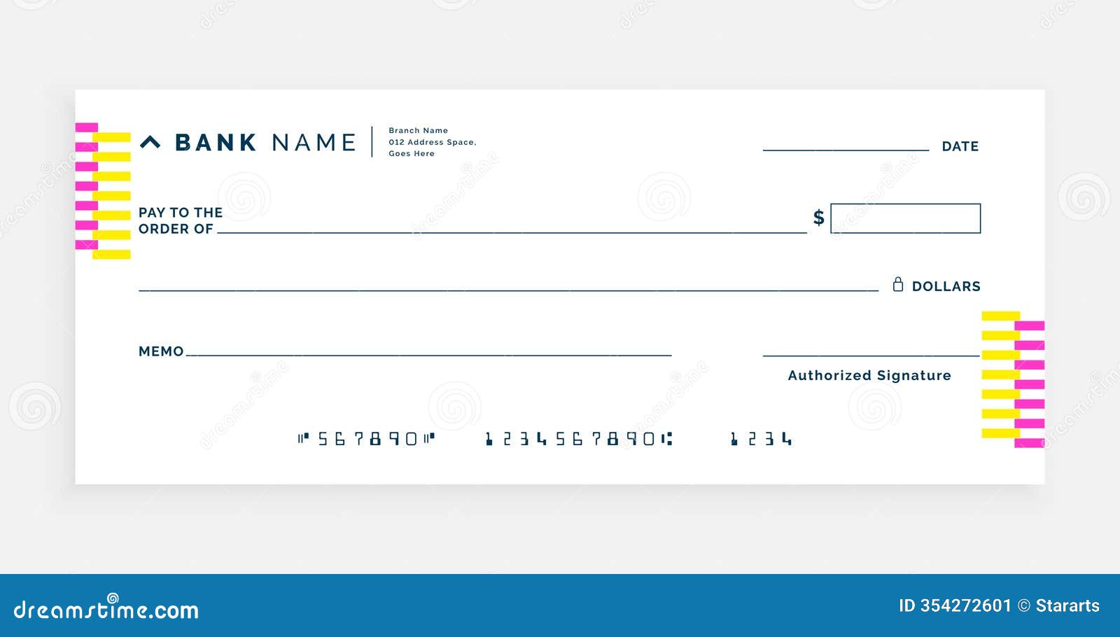 Modern Style Bank Cheque Paper Mockup Template Stock Illustration ...