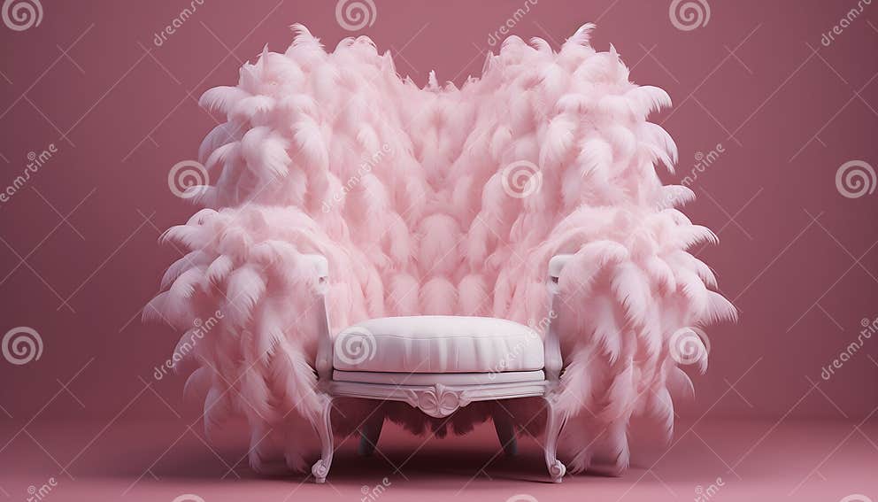 Modern Style Chair Decorated with Feathers Stock Illustration ...