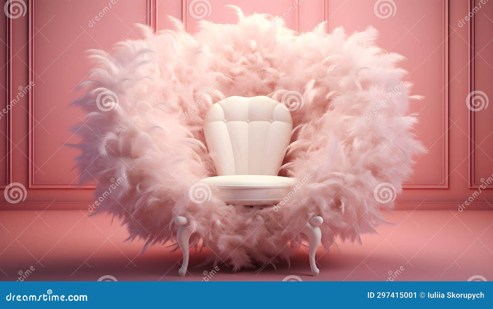 Modern Style Chair Decorated with Feathers Stock Illustration ...
