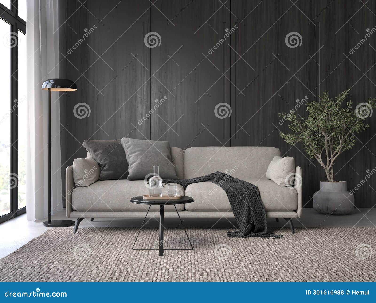 Modern Style Conceptual Interior Room 3d Illustration Stock Illustration - Illustration of olive ...