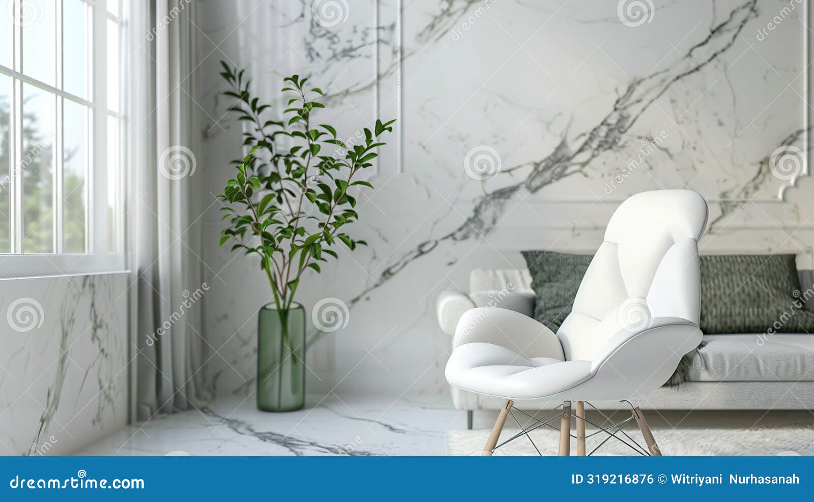 Modern Style Conceptual Interior Room Design, White, Simple, Marble ...