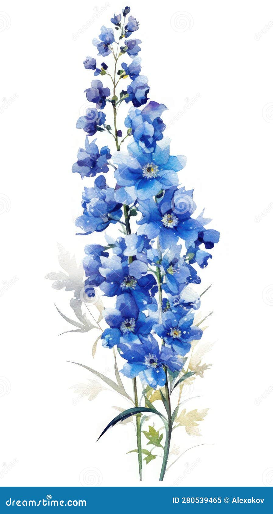 Modern Style Delphinium Cluster on Rich Blue and White Background ...