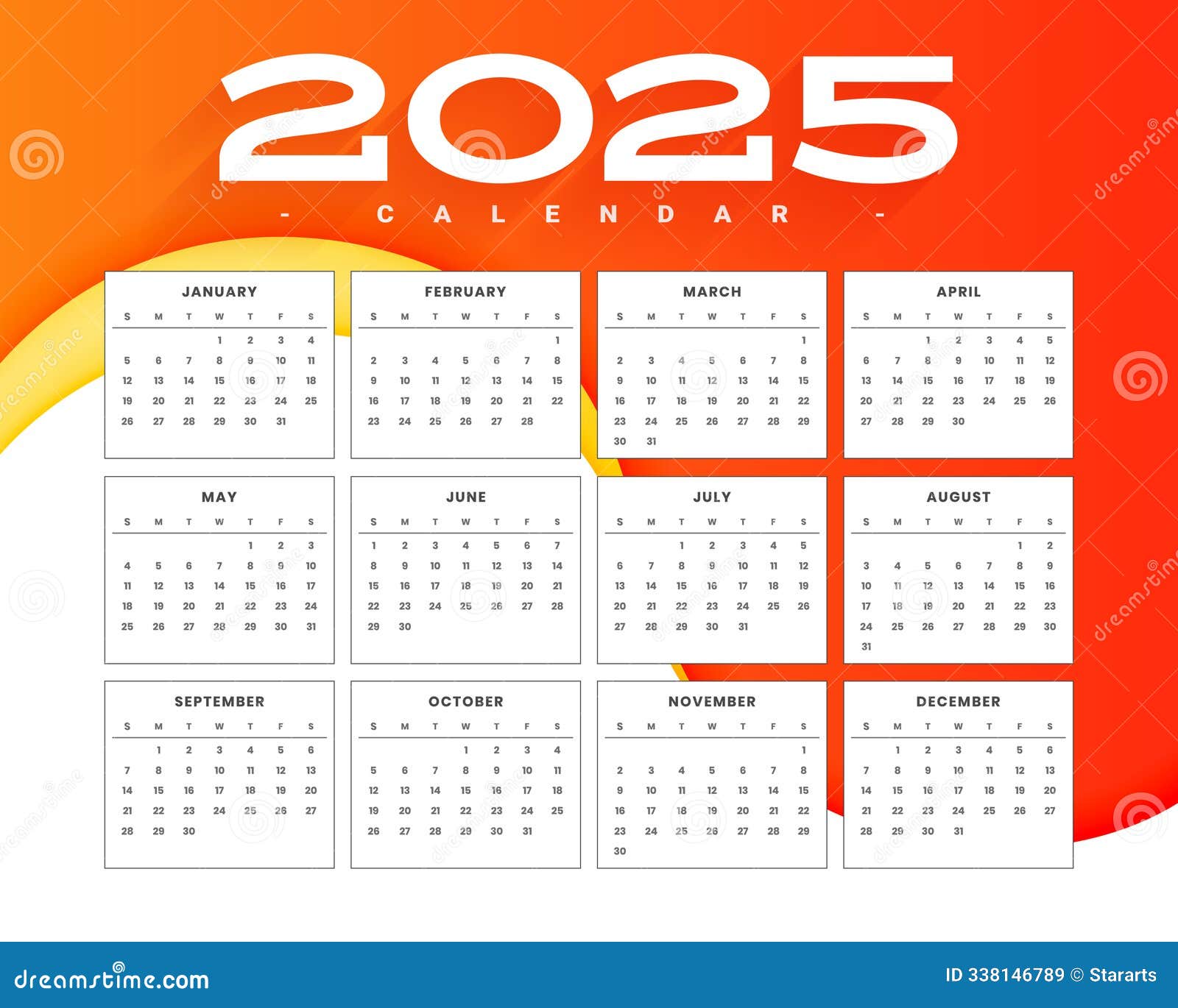 Modern Style 2025 English Calendar Template Organize Office Task Stock ...