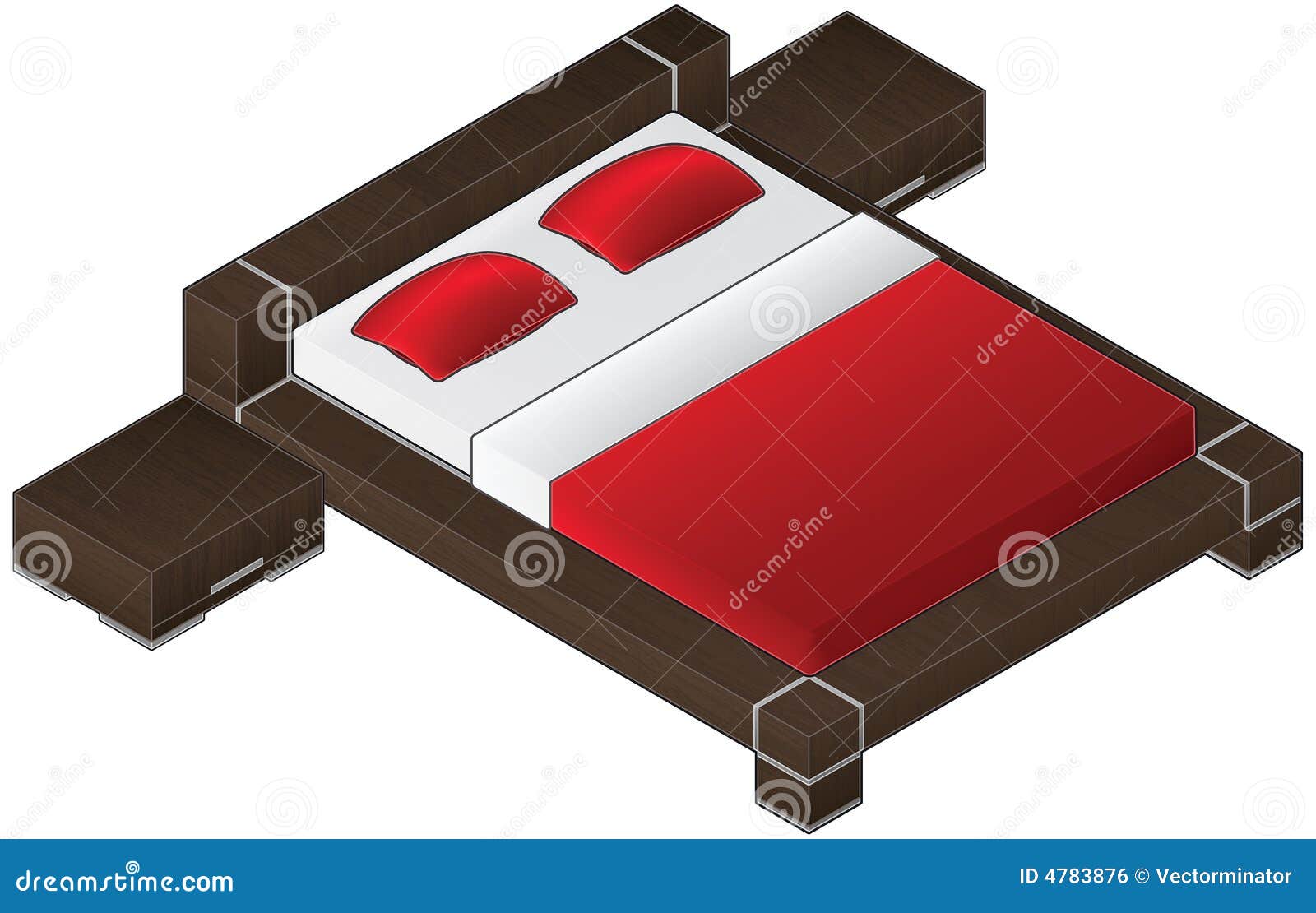 Modern Style Large Wooden Bed Stock Vector - Illustration of white ...