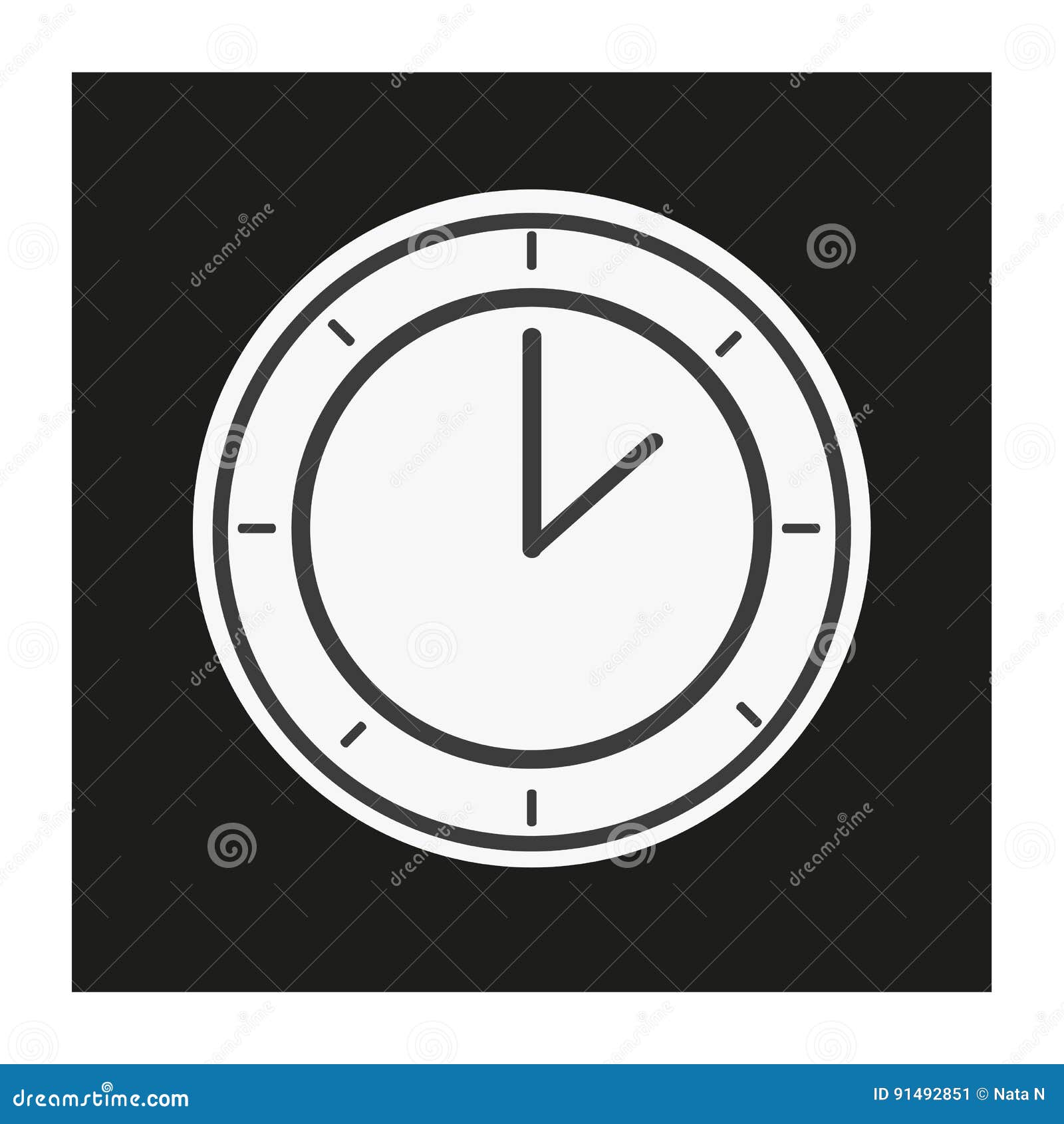 Modern Style Looking Clock Black and White Stock Vector - Illustration ...