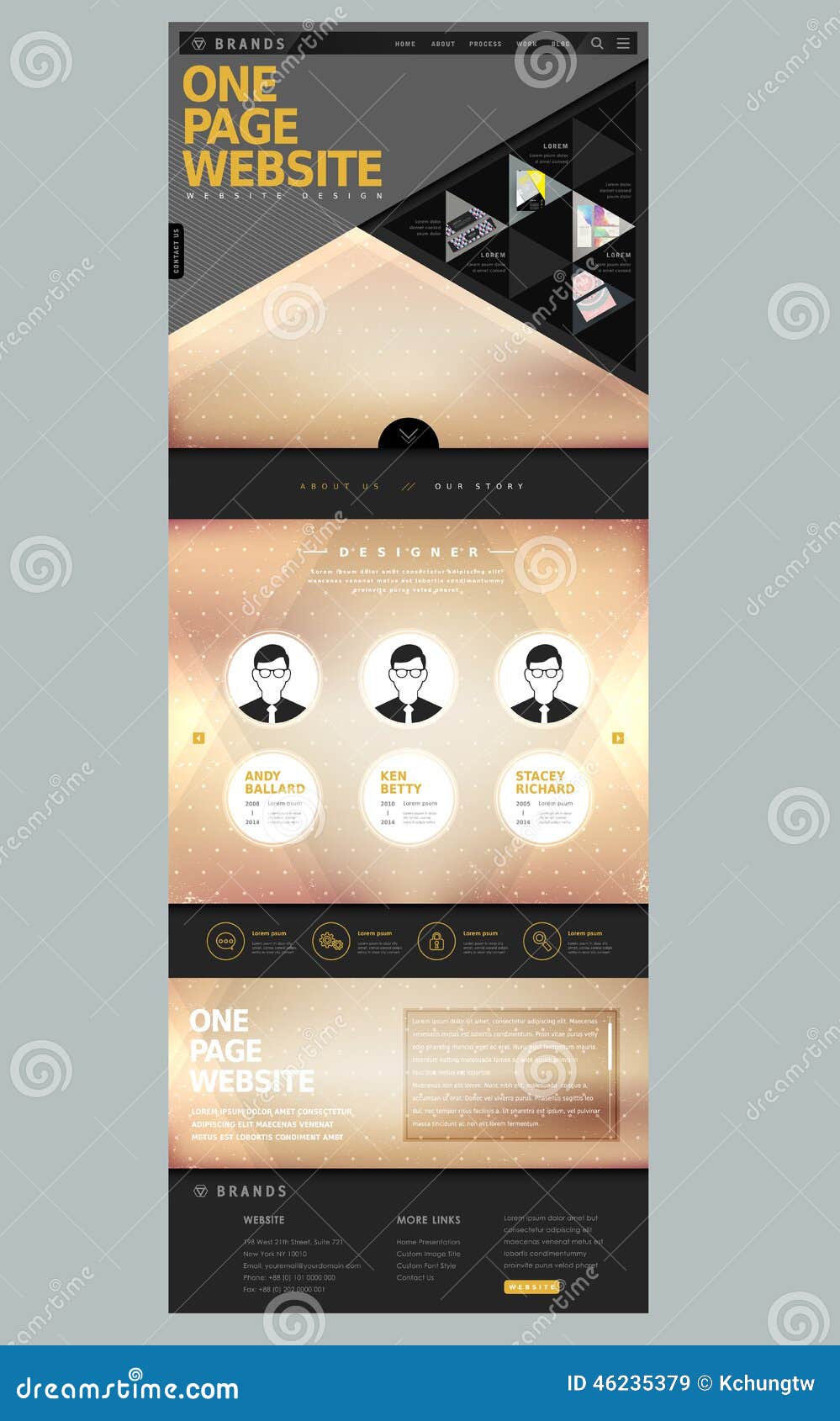 Modern Style One Page Website Design Template Stock Vector ...